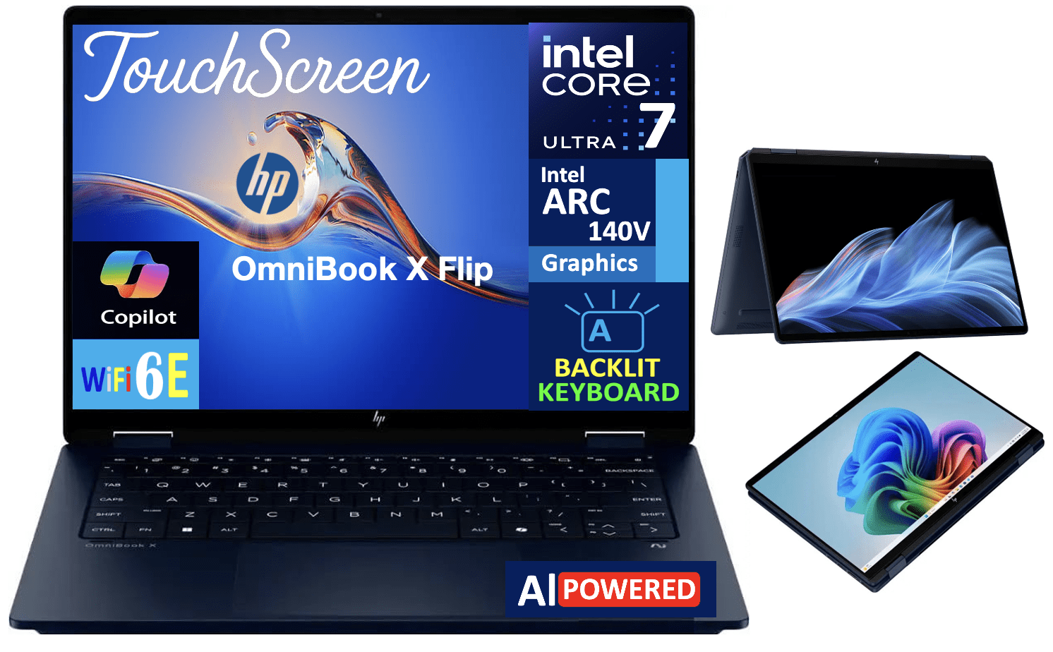 HP OmniBook X Flip 2-in-1 AI PC 2-in-1 Laptop 14.0in Touchscreen IPS ...