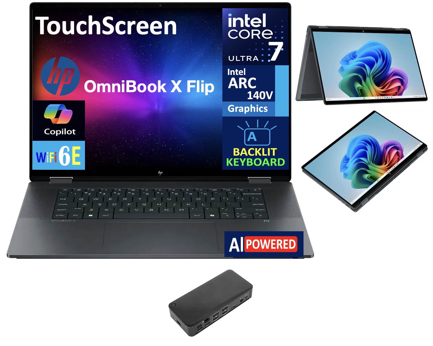 HP OmniBook X Flip 2-in-1 AI Powered 2-in-1 Laptop 16.0in Touchscreen ...