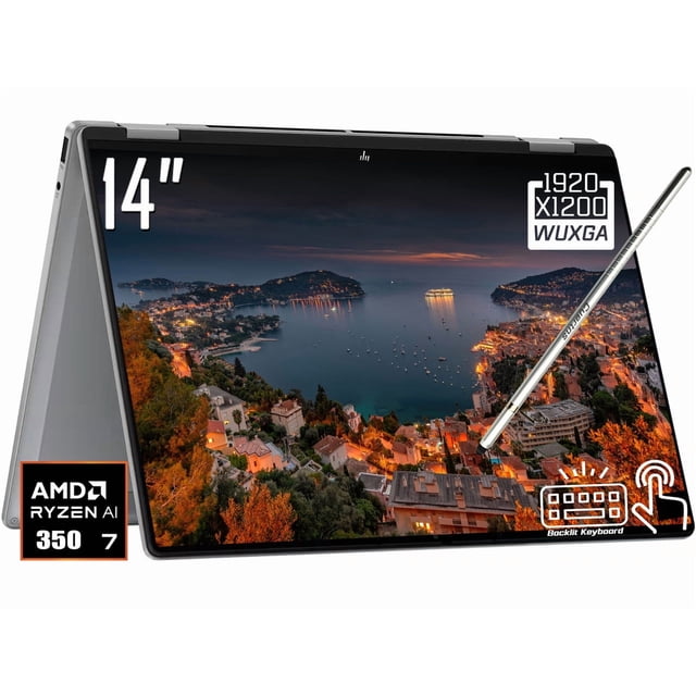 HP OmniBook X Flip 2-in-1 Copilot+ AI Laptop, 14" 2K 1920 x 1200 LED ...
