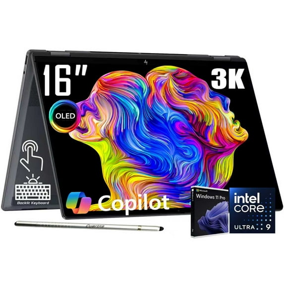 HP OmniBook X Flip 2-in-1 Copilot+ AI Laptop, 16" 3K 2880 x 1800 OLED Touchscreen, Intel 8-Core ...