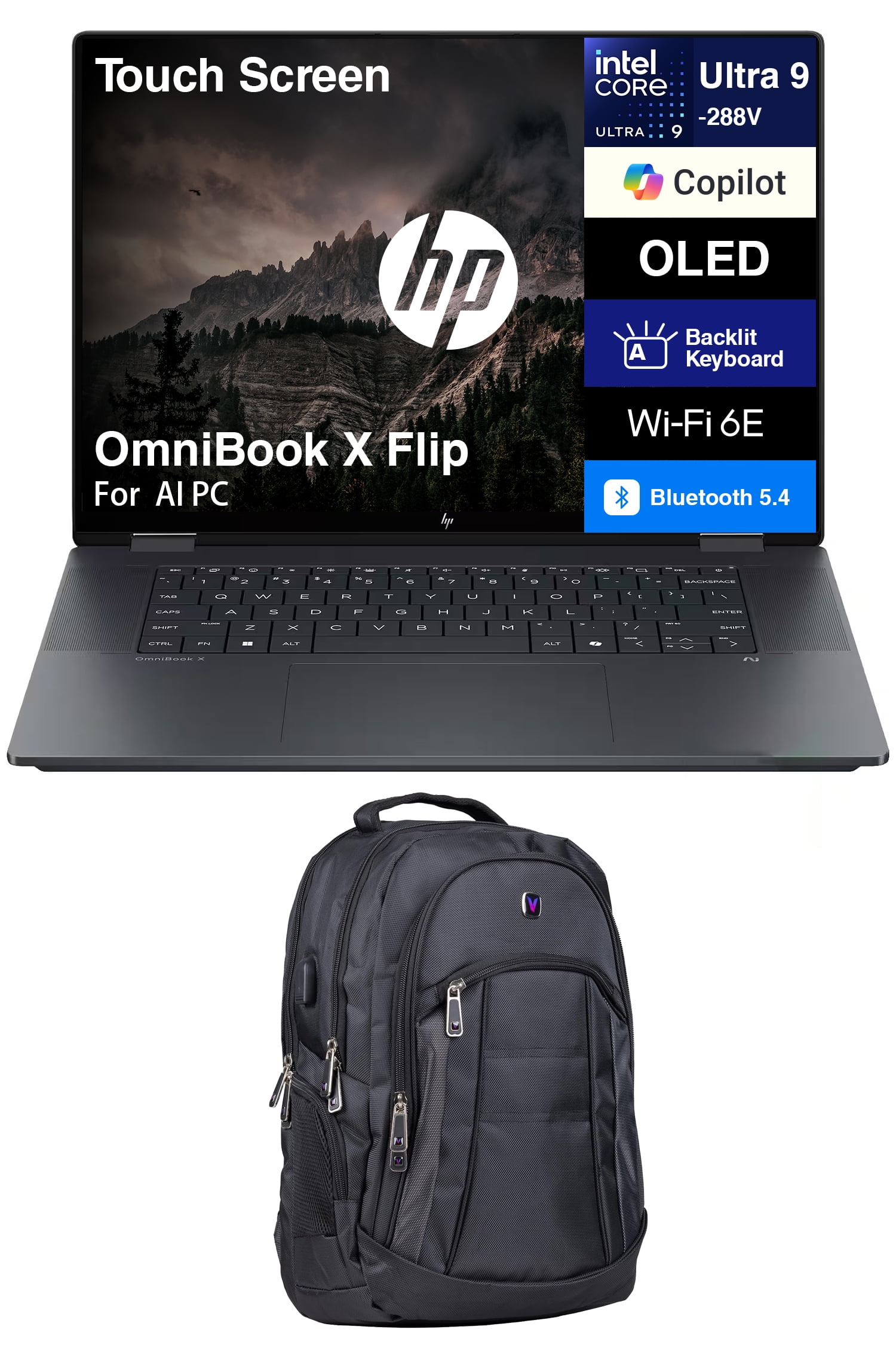 HP OmniBook X Flip AI PC 2-in-1 Laptop 16.0in 2.8K (Intel Ultra 9-288V ...