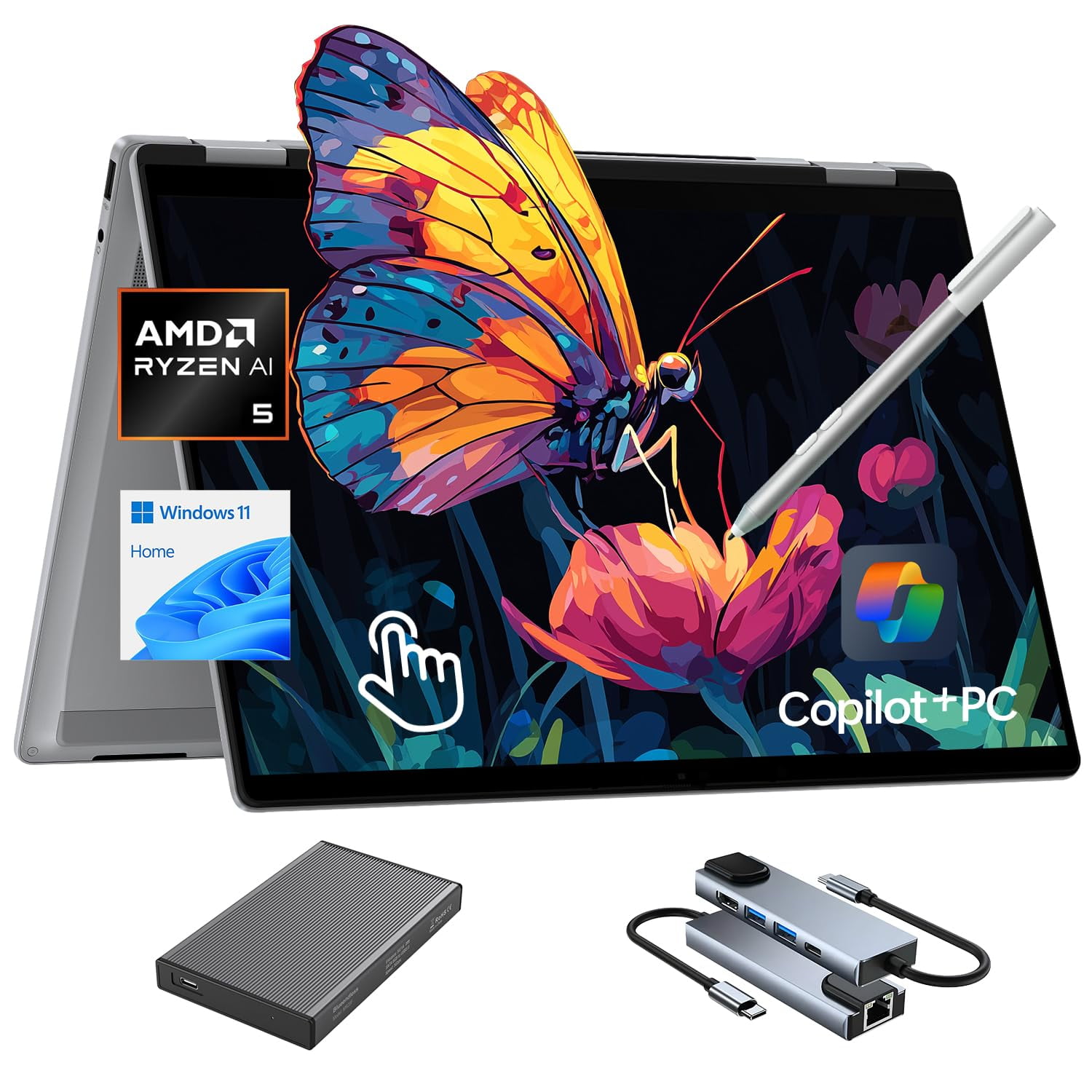 HP OmniBook X Flip Copilot+ PC Laptop Computer, 2-in-1 16" Touchscreen ...