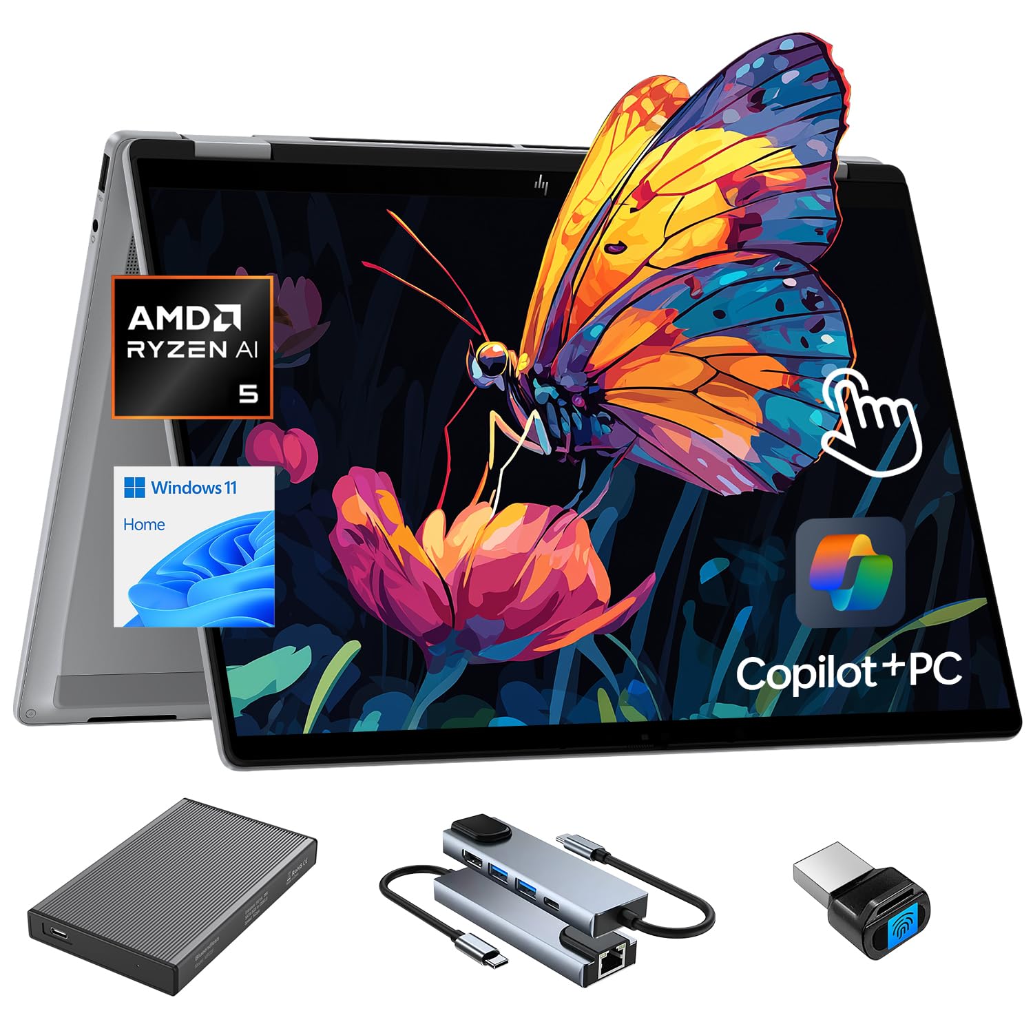 HP OmniBook X Flip Copilot+ PC Laptop Computer, 2-in-1 16" Touchscreen ...