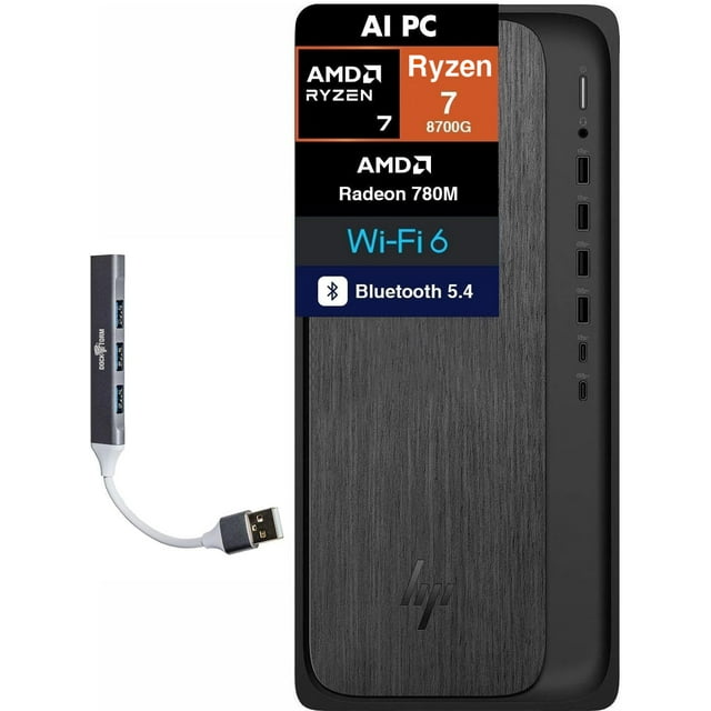 HP OmniDesk AI PC Desktop (AMD Ryzen 7 8700G, 32GB DDR5, 1TB PCIe SSD ...