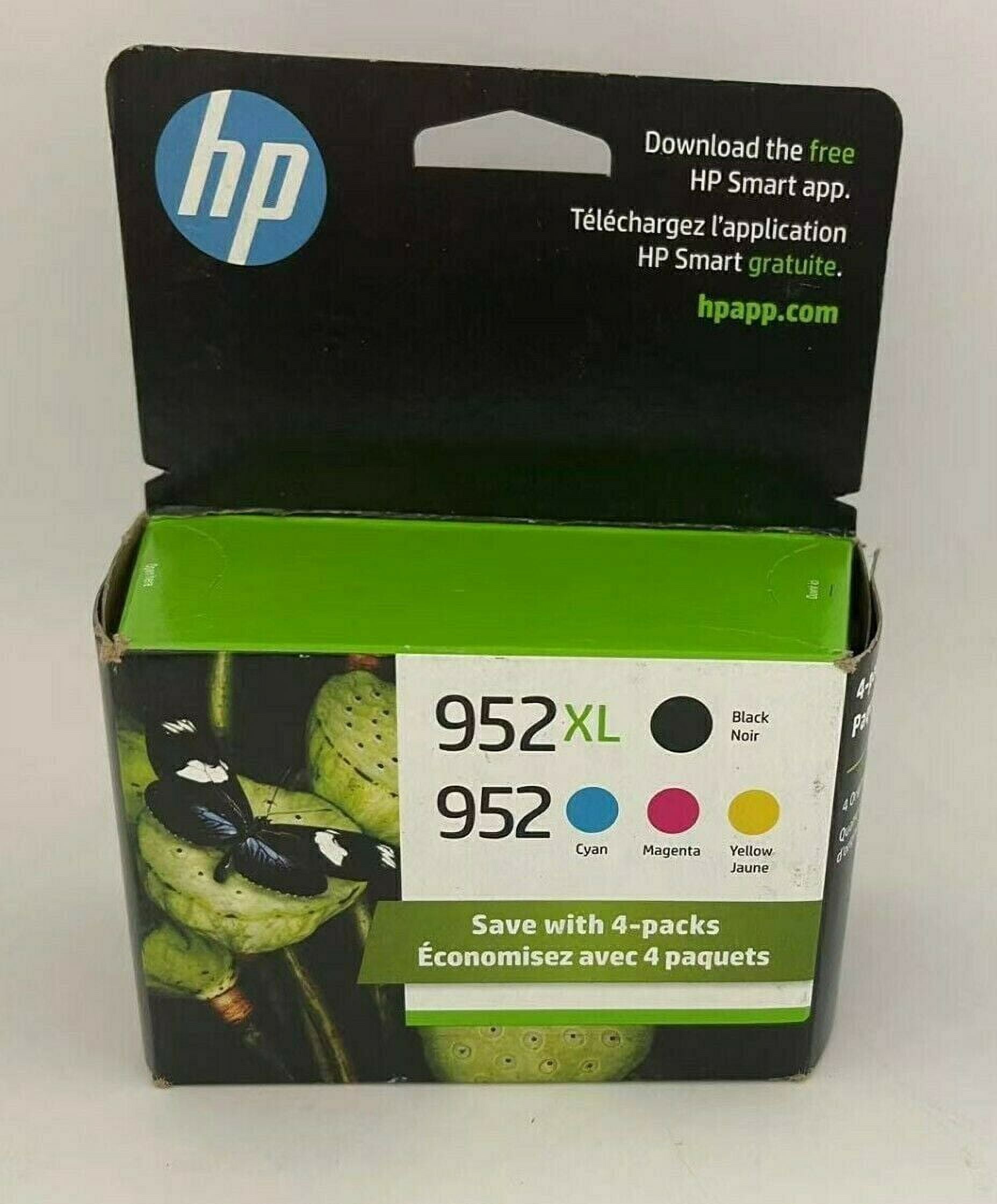 HP 952xl Extra Capacity Black & 952 Standard Cyan, Magenta, Yellow Ink ...
