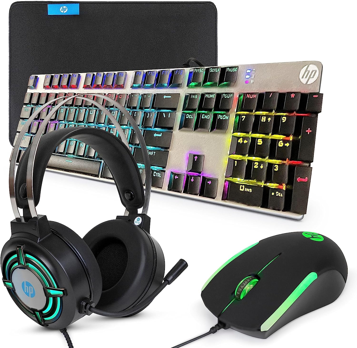 HP 4 in 1 Gaming Setup Kit - PC Keyboard, Mouse, Headset, LED RGB ...