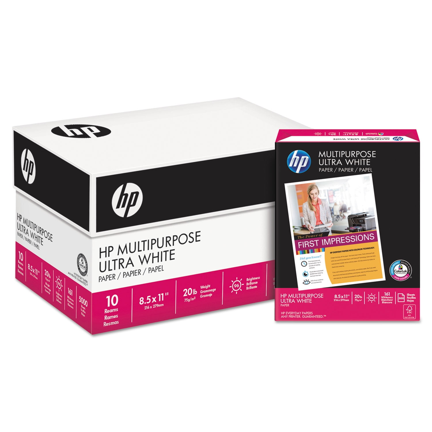 HP Papers, HEW112000CT, Multipurpose20 Copy Paper, 5000 / Carton, White ...