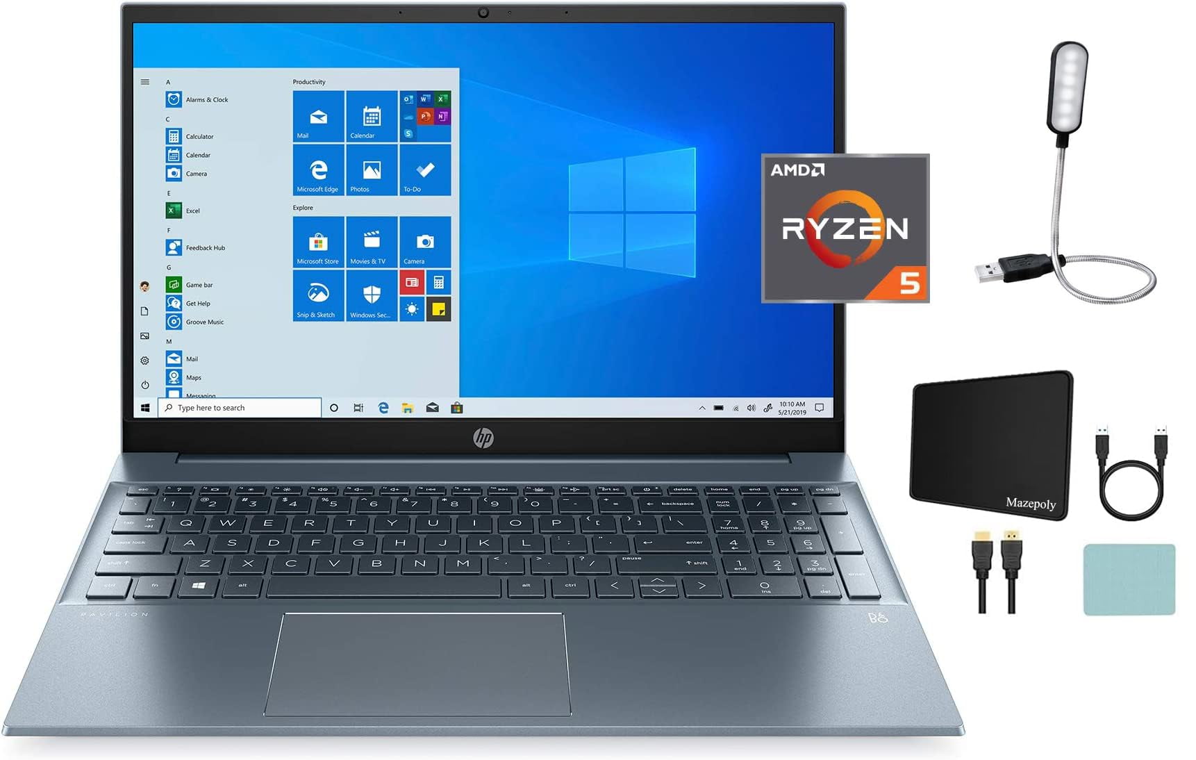 HP Pavilion 15.6" FHD (1920 x 1080) Laptop, AMD Ryzen 5-5500U, 12GB RAM ...