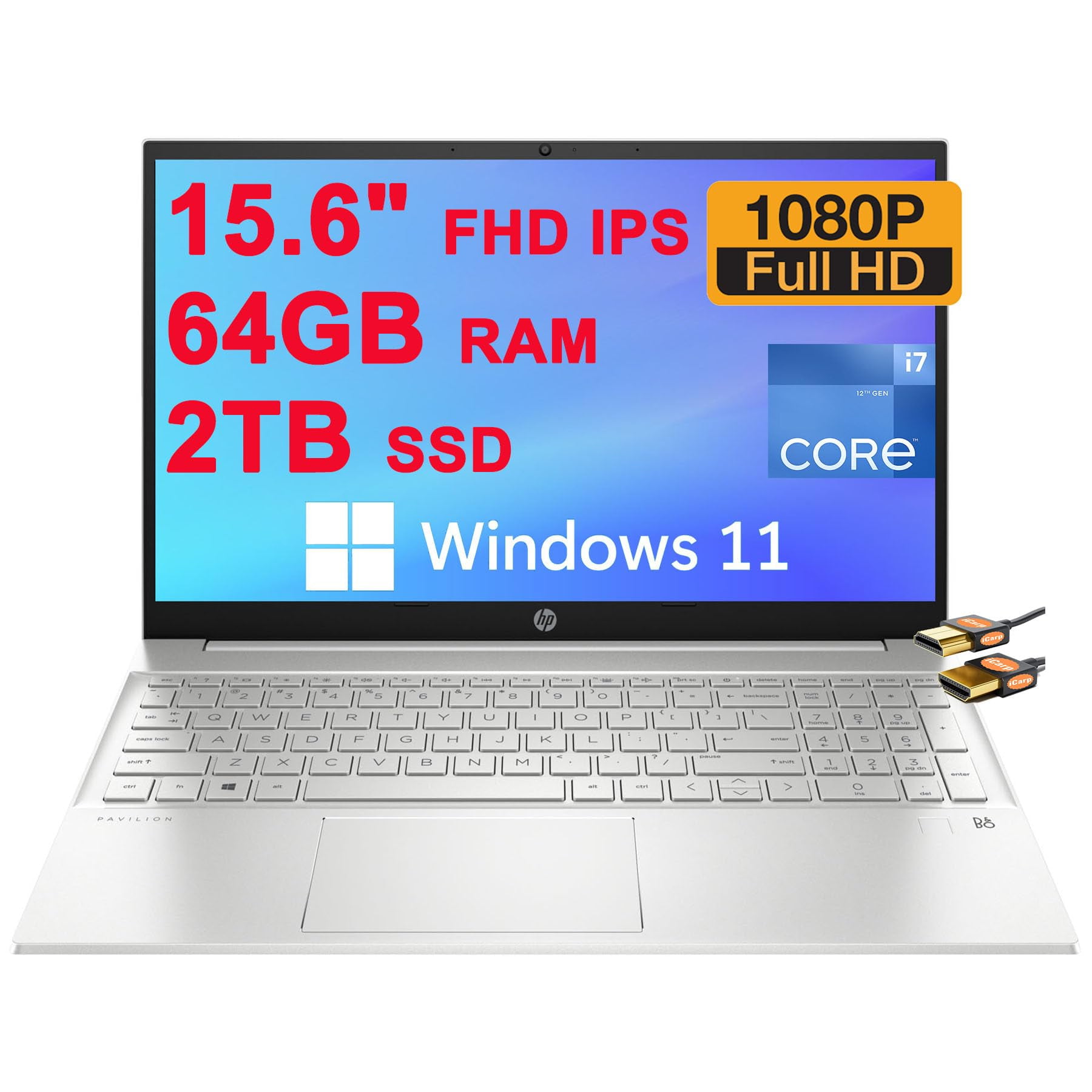 HP Pavilion 15 Business Laptop 15.6" FHD IPS Anti-Glare Display 12th Generation 10-core i7-1255U ...