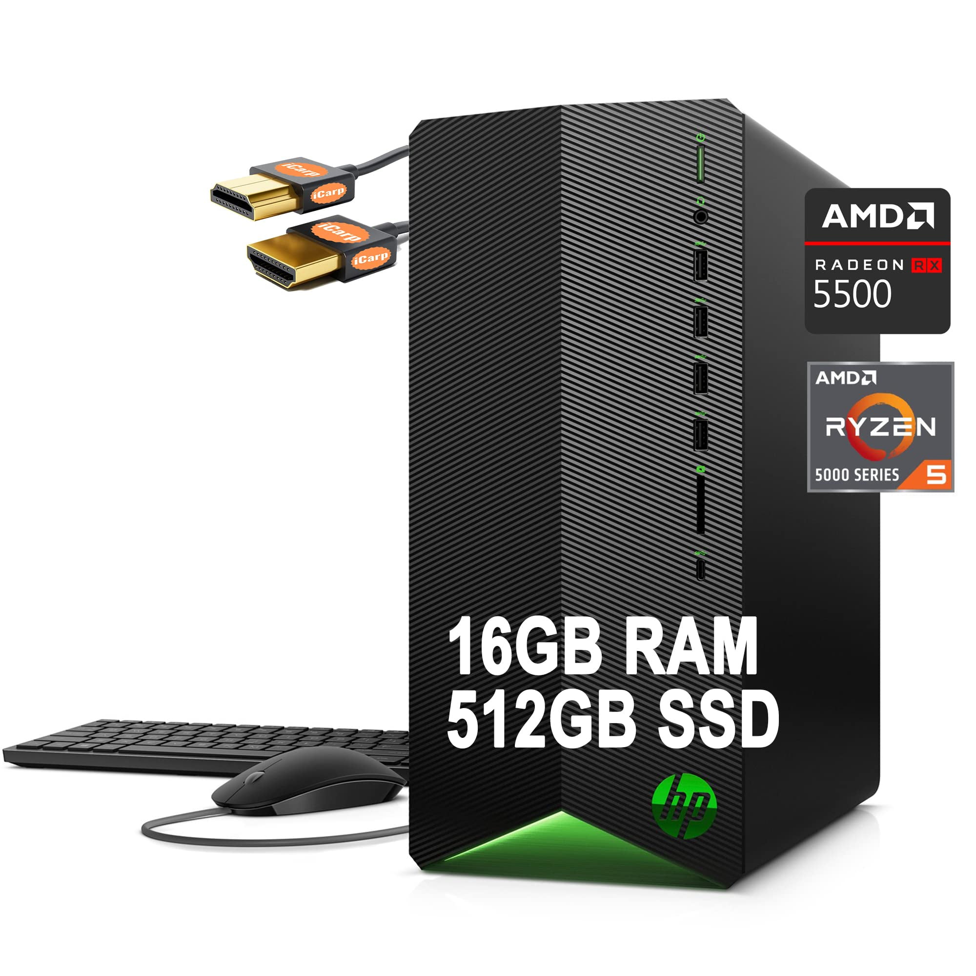 HP Pavilion Gaming Desktop Computer AMD Ryzen 5000 Series Hexa-Core ...