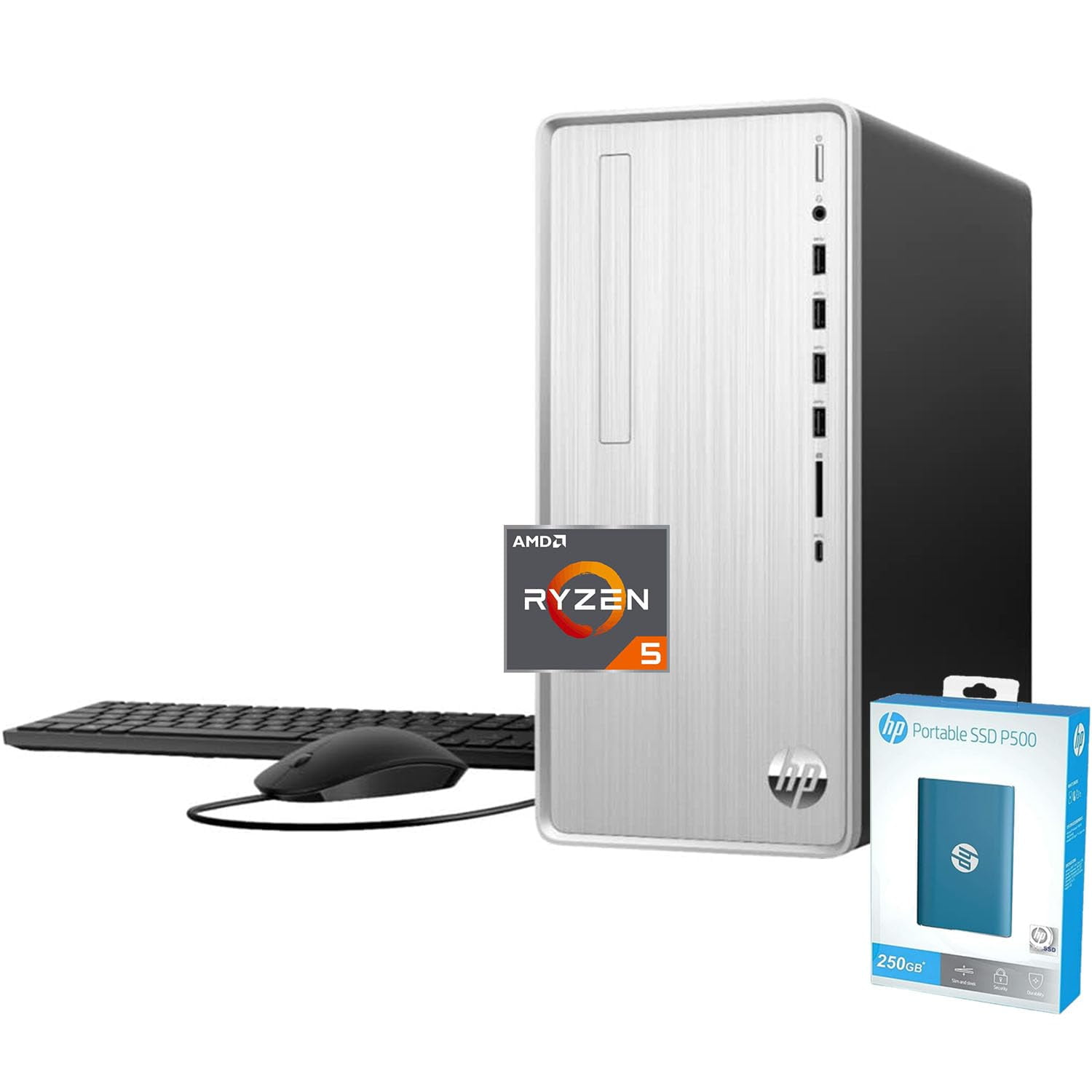 HP Pavilion TP01 Desktop Computer, AMD Ryzen 5 5600G, 32GB DDR4 RAM ...