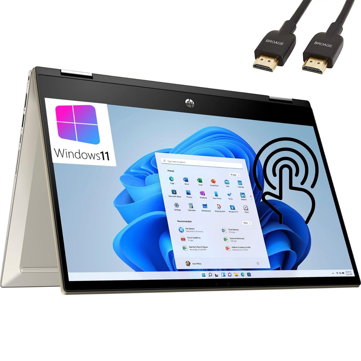 HP Pavilion x360 14" FHD Touchscreen 2-in-1 Laptop, Intel Quad-Core i5 ...