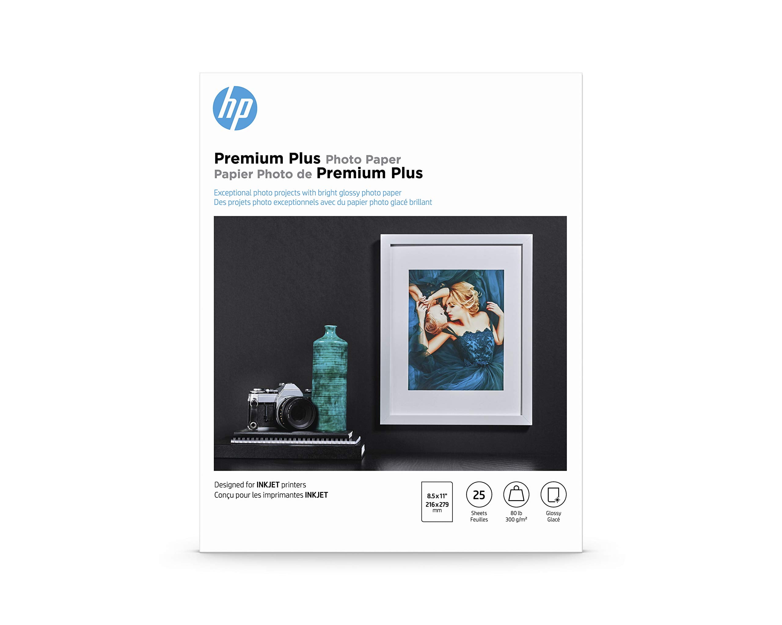 HP Premium Plus Photo Paper, Glossy, 8.5x11 in, 25 sheets (CR670A ...