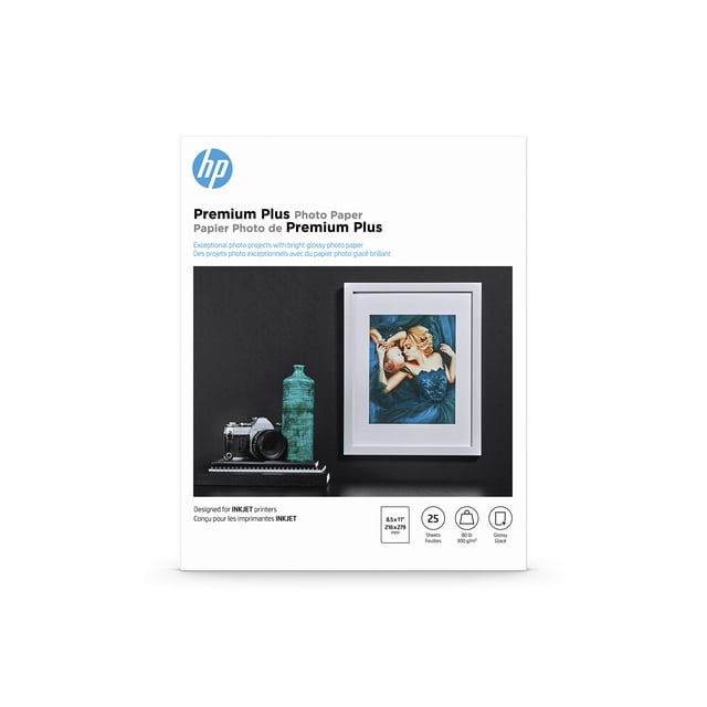 HP Premium Plus Photo Paper, Glossy, 8.5x11 in, 25 sheets (CR670A ...