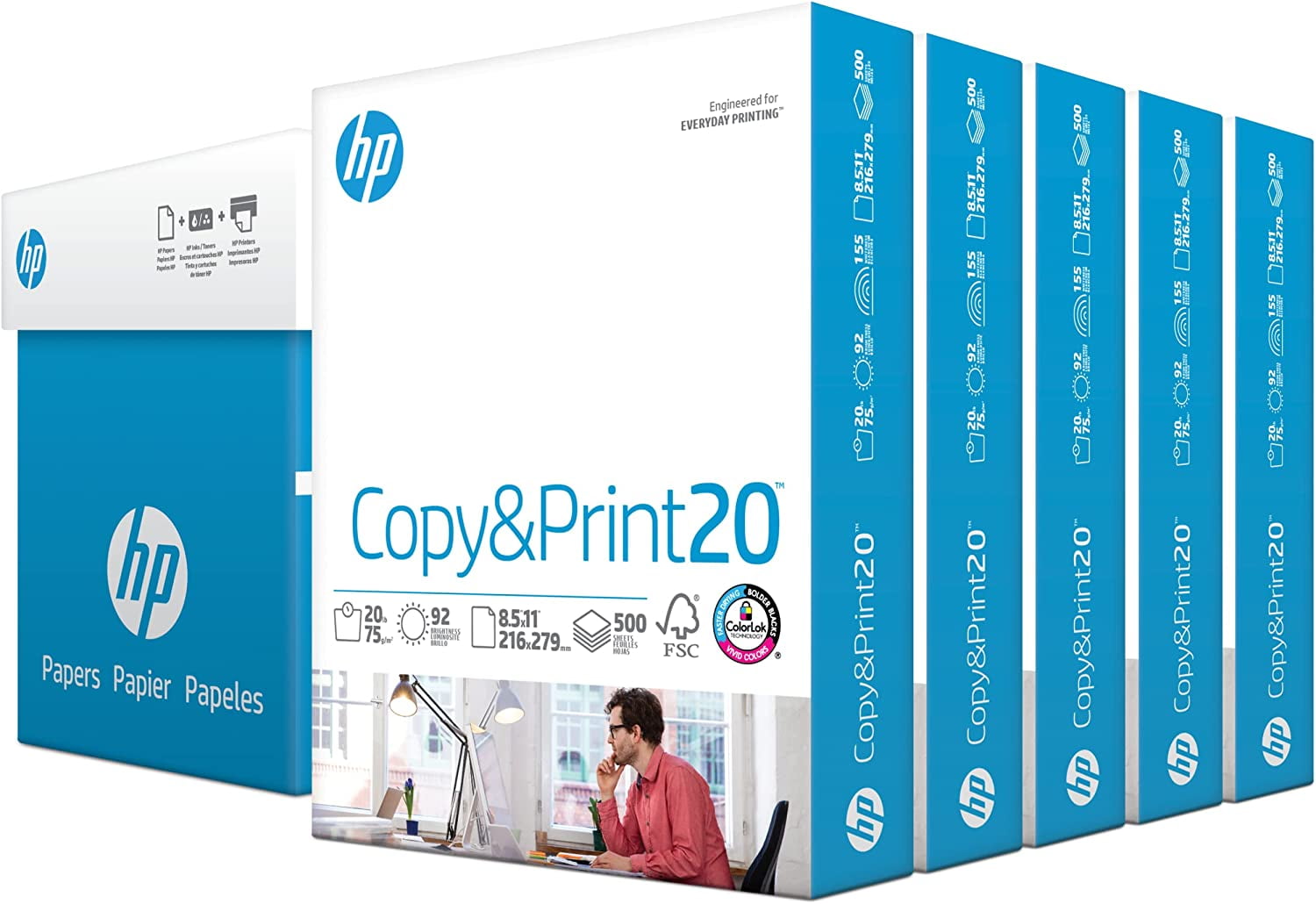 HP Printer Paper | 8.5 x 11 Paper | Copy &Print 20 lb | 5 Ream Case ...