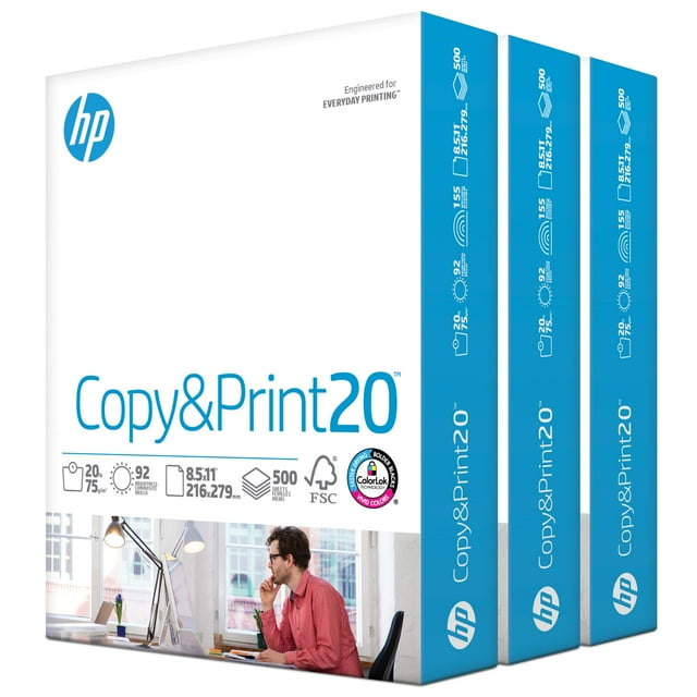 HP Premium Printer Paper, 20lb Copier Office Presentation, 8.5x11, 3 ...