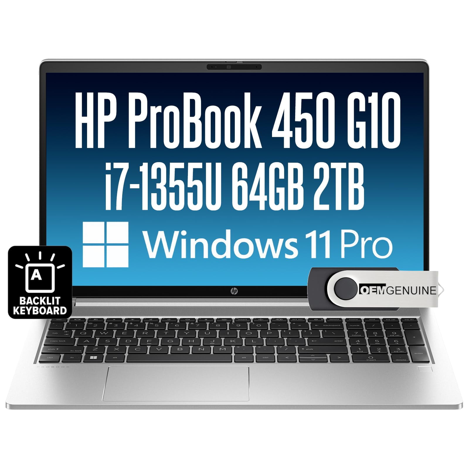 HP ProBook 450 G10 Business Laptop 15.6" FHD Display, Intel 10 Core i7 ...
