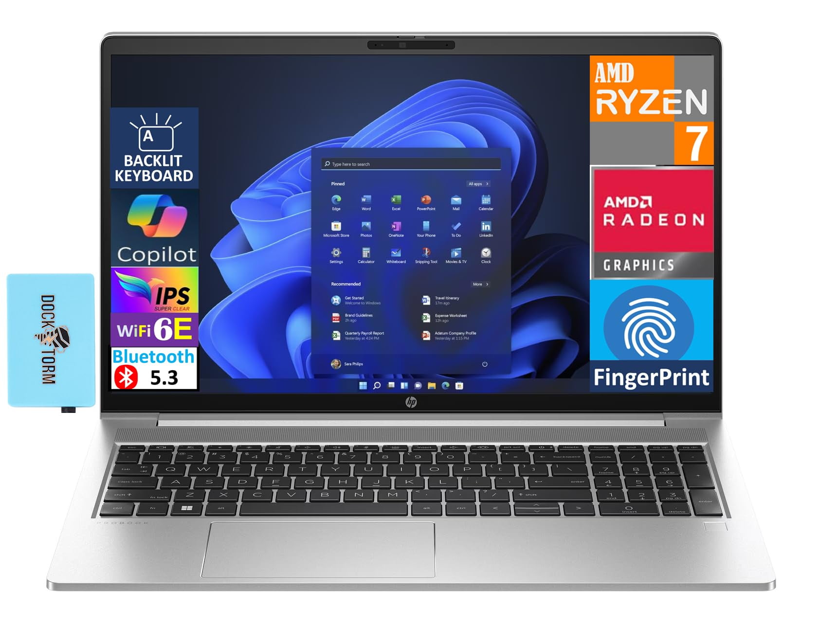 HP ProBook 455 G10 Business Laptop 15.6" IPS FHD Display (AMD Ryzen 7 ...