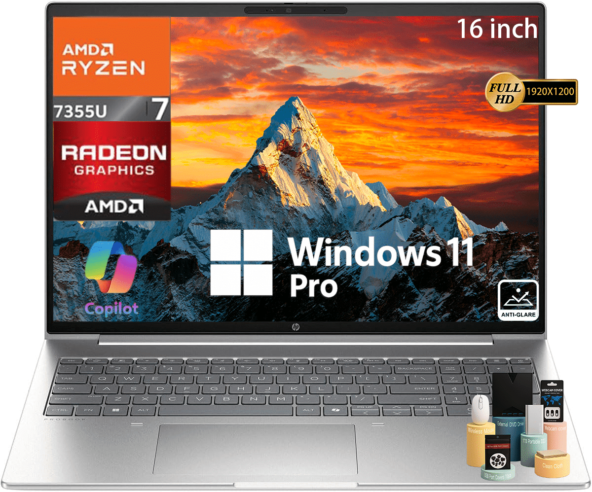 HP ProBook 465 G11 Business Laptop, 16" FHD WUXGA Screen, AMD Ryzen 7 ...
