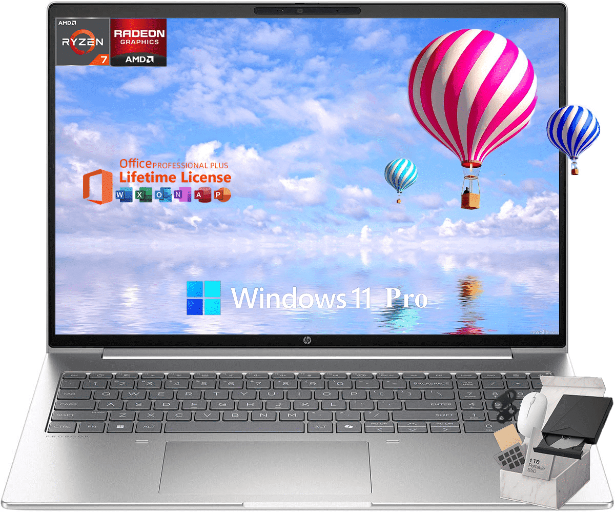 HP ProBook 465 G11 Business Laptop, 16" FHD WUXGA Screen, AMD Ryzen 7 ...