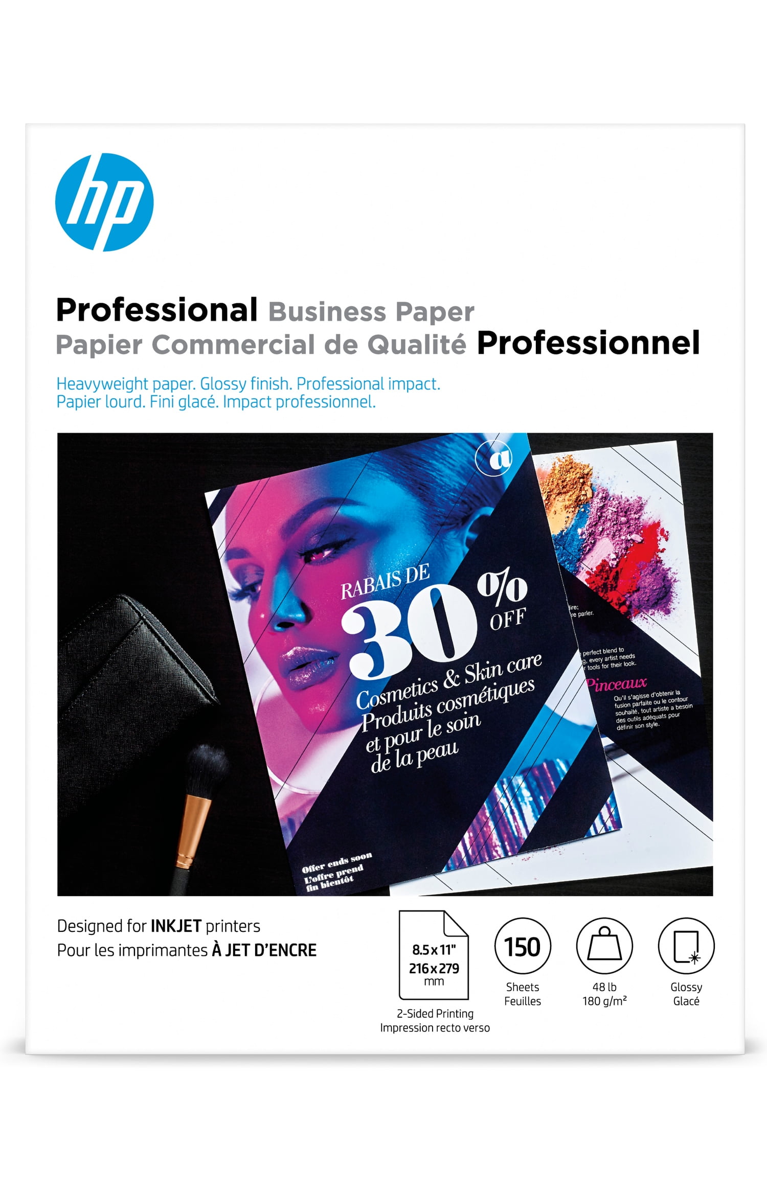 HP Professional Multi-use Glossy FSC Paper, 180 gsm, 150 sht - Walmart.com