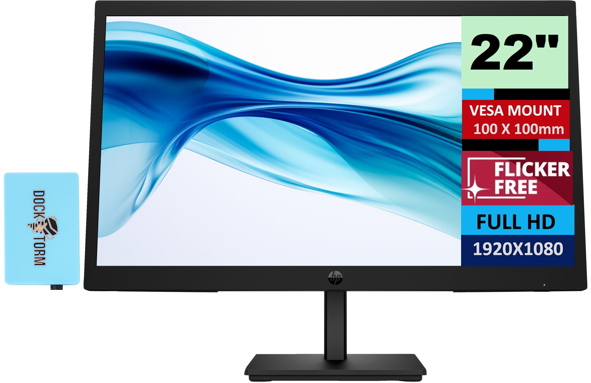 HP Series 3 Pro 21.45 inch FHD Monitor Bundle With Docztorm Dock, FHD IPS (1920x1080) 100Hz ...