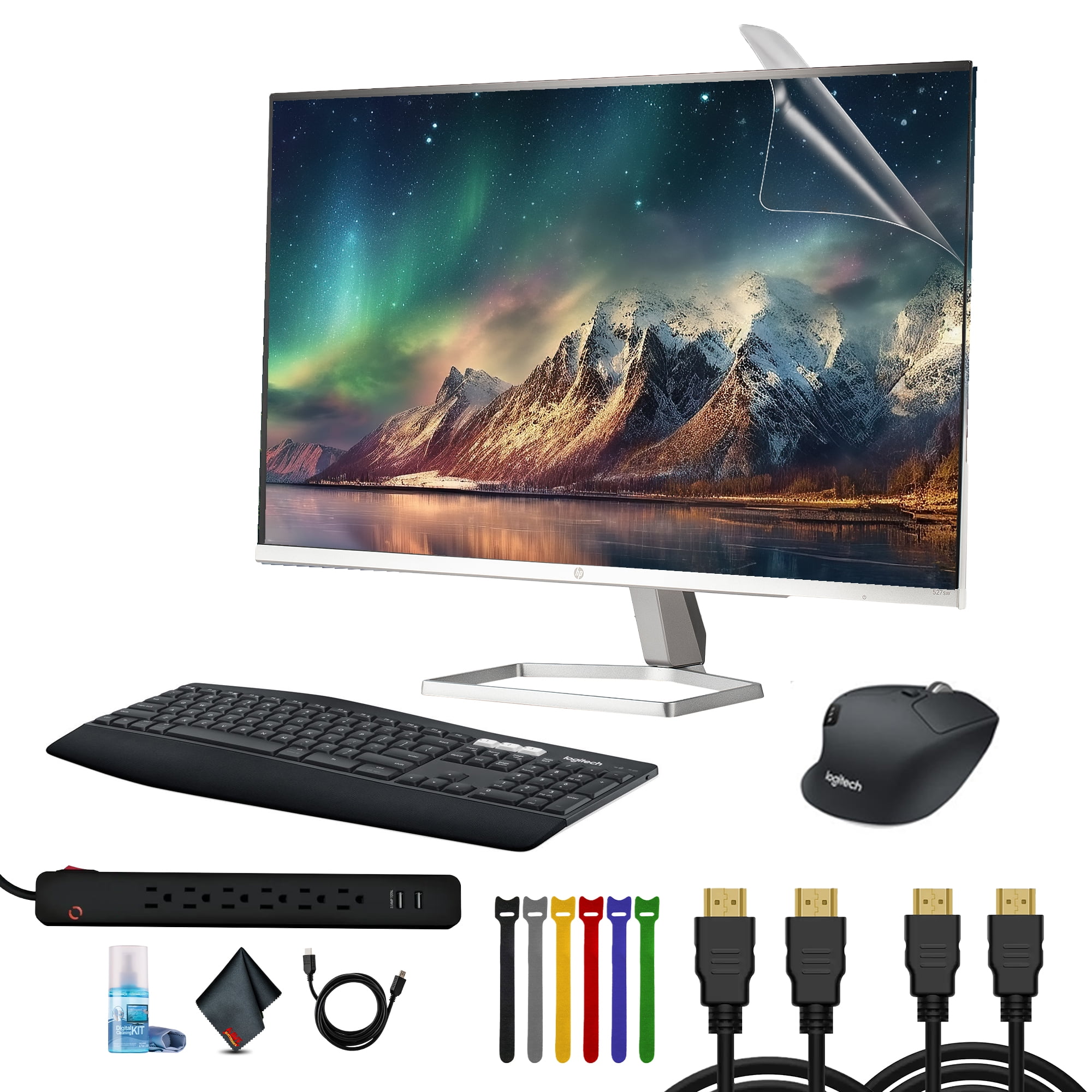 HP Series 5 27 inch FHD White Monitor Bundle Including: Logitech MK850 ...