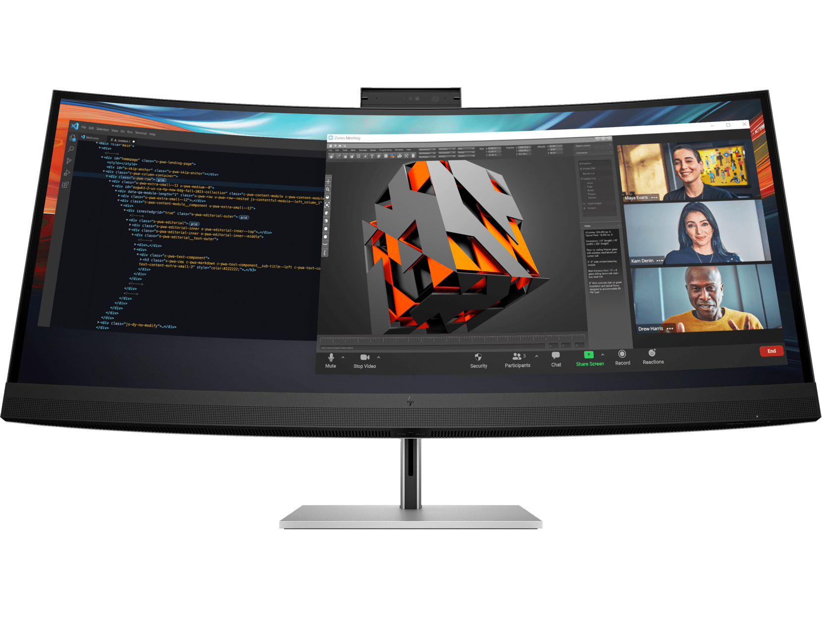 HP Series 7 Pro 39.7 inch 5K2K Conferencing Monitor-740pm 39.7" WUHD ...