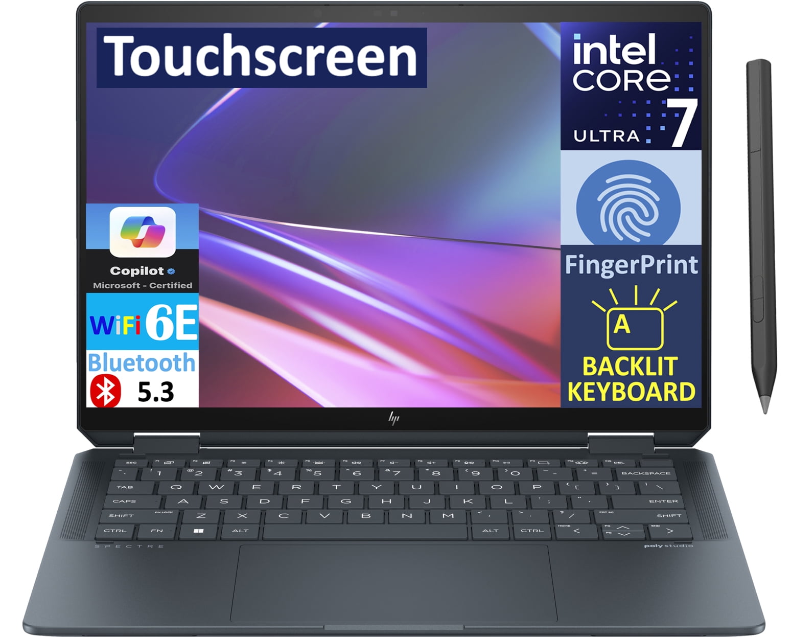 HP Spectre x360 AI Powered 2-in-1 Laptop 14.0in Touchscreen OLED 2.8K ...