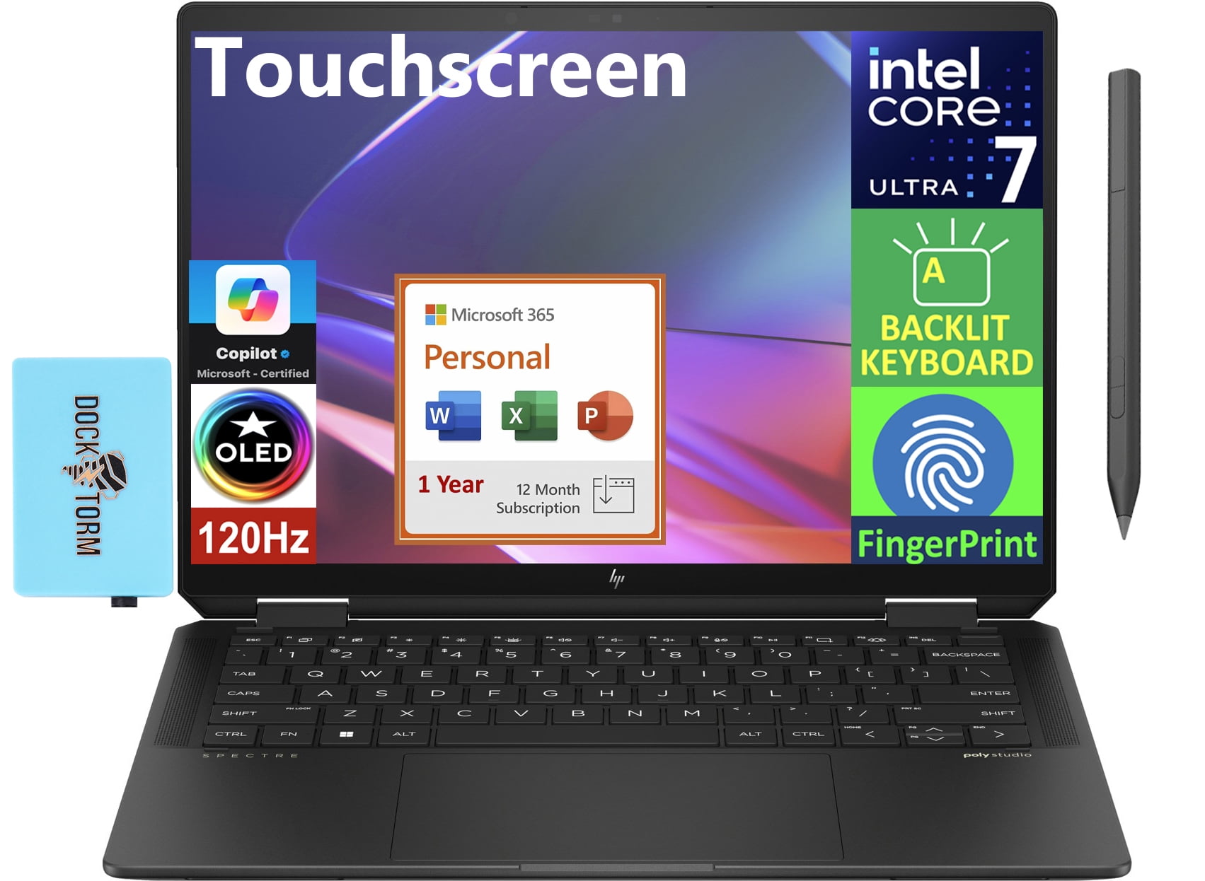 HP Spectre x360 AI Powered 2-in-1 Laptop 14.0in Touchscreen OLED 2.8K ...