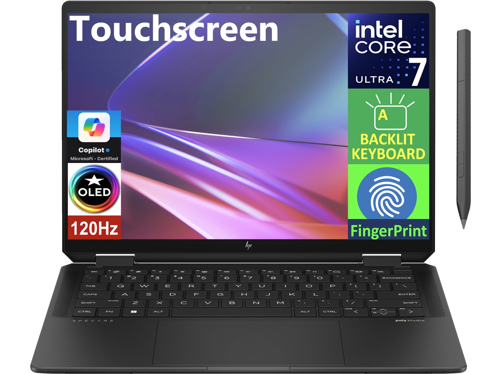 HP Spectre x360 AI Powered 2-in-1 Laptop 14.0in Touchscreen OLED 2.8K ...