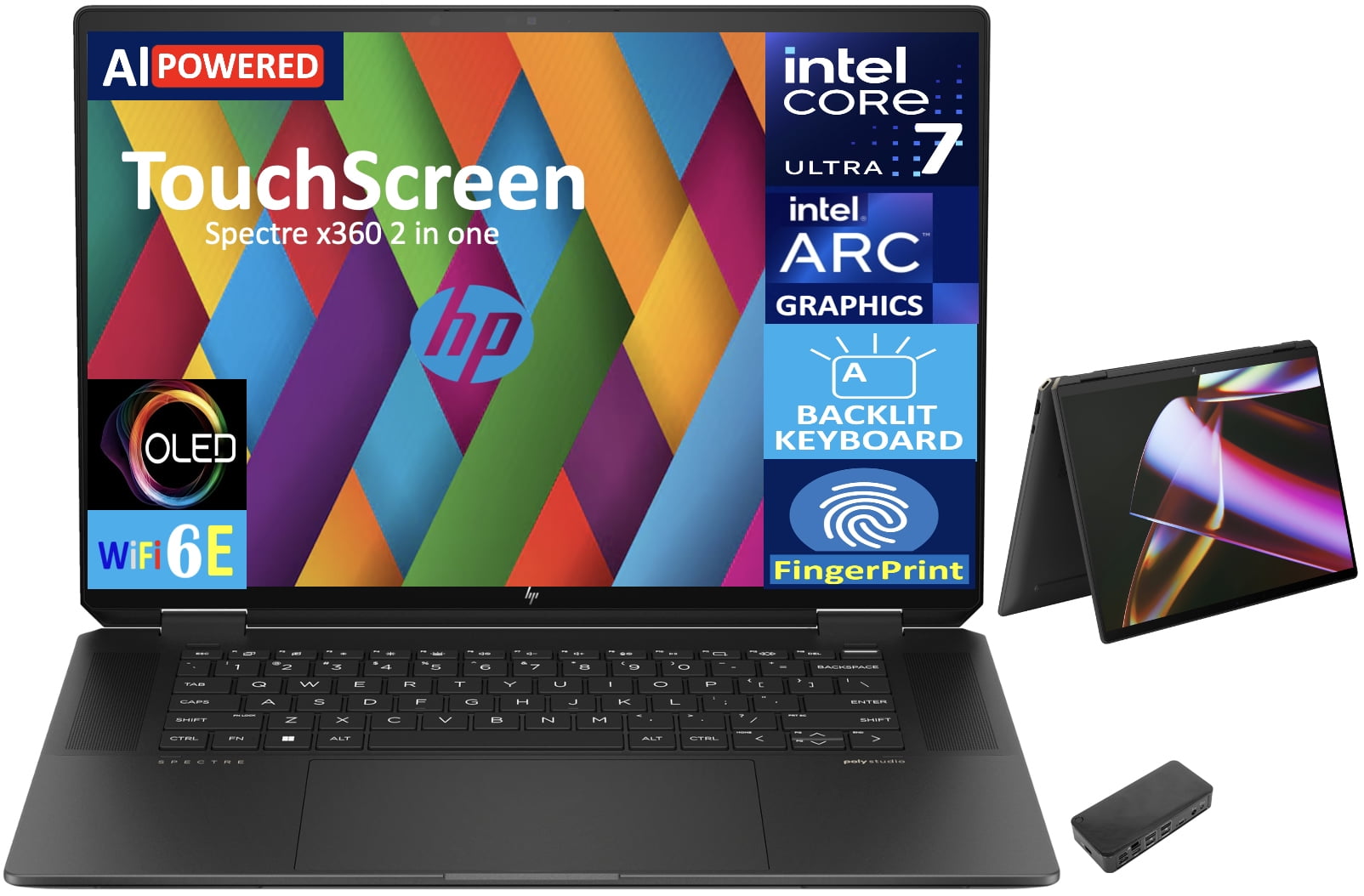 HP Spectre x360 AI Powered 2-in-1 Laptop 16.0in Touchscreen OLED 2.8K ...