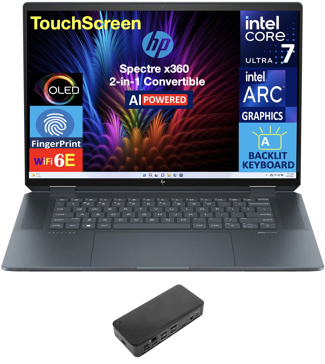 HP Spectre x360 AI Powered 2-in-1 Laptop 16.0in Touchscreen OLED 2.8K ...