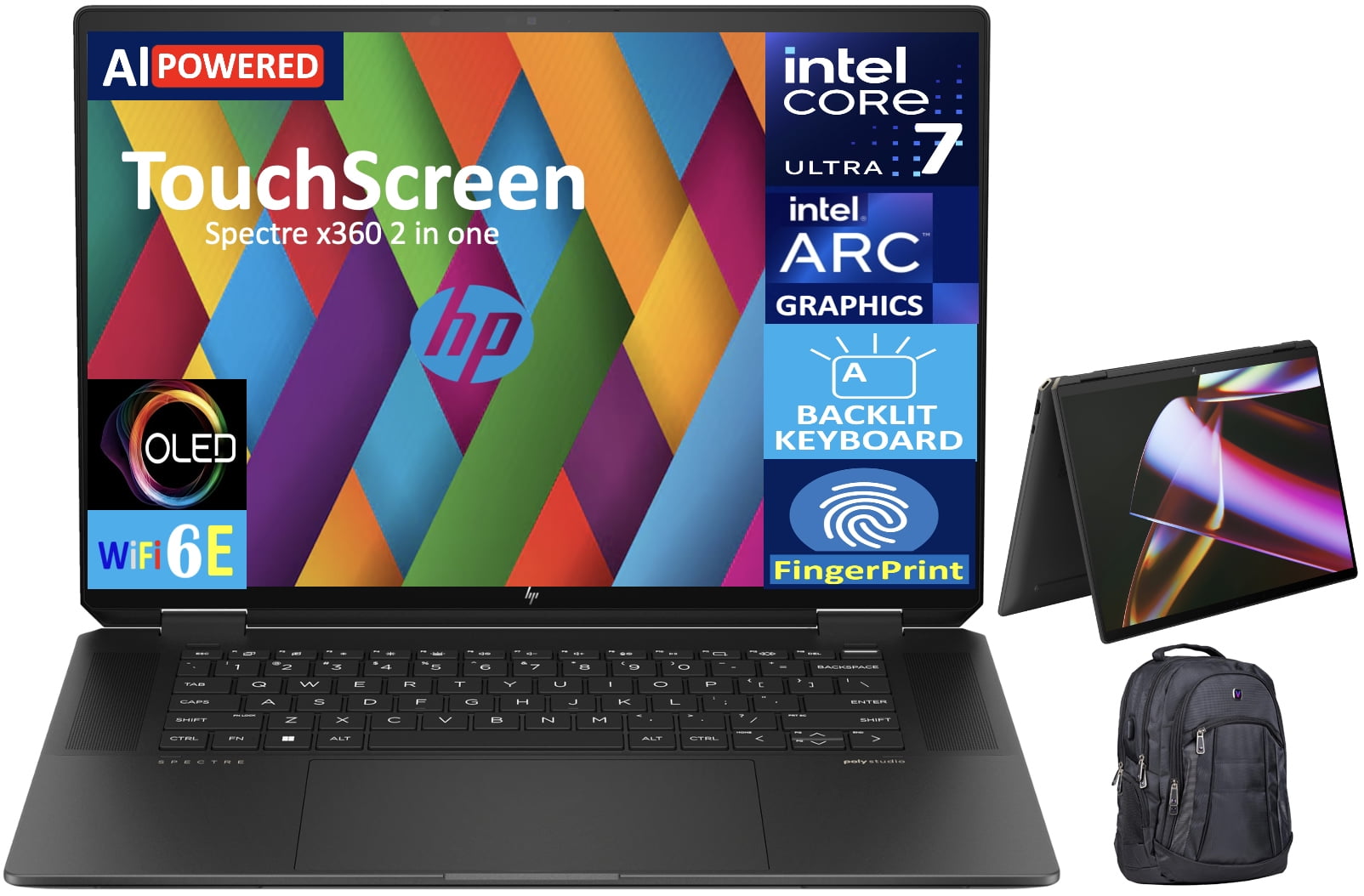 HP Spectre x360 AI Powered 2-in-1 Laptop 16.0in Touchscreen OLED 2.8K ...