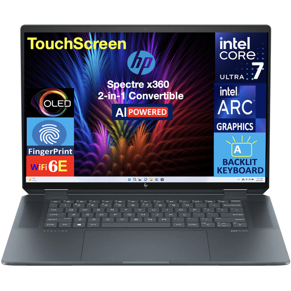 HP Spectre x360 AI Powered 2-in-1 Laptop 16.0in Touchscreen OLED 2.8K ...