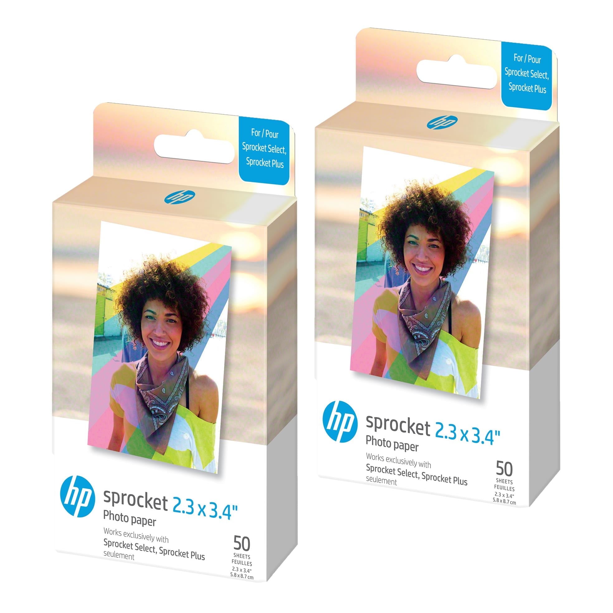 HP Sprocket Premium Zink Sticky Back Photo Paper (100 Sheets), 2.3 x 3. ...