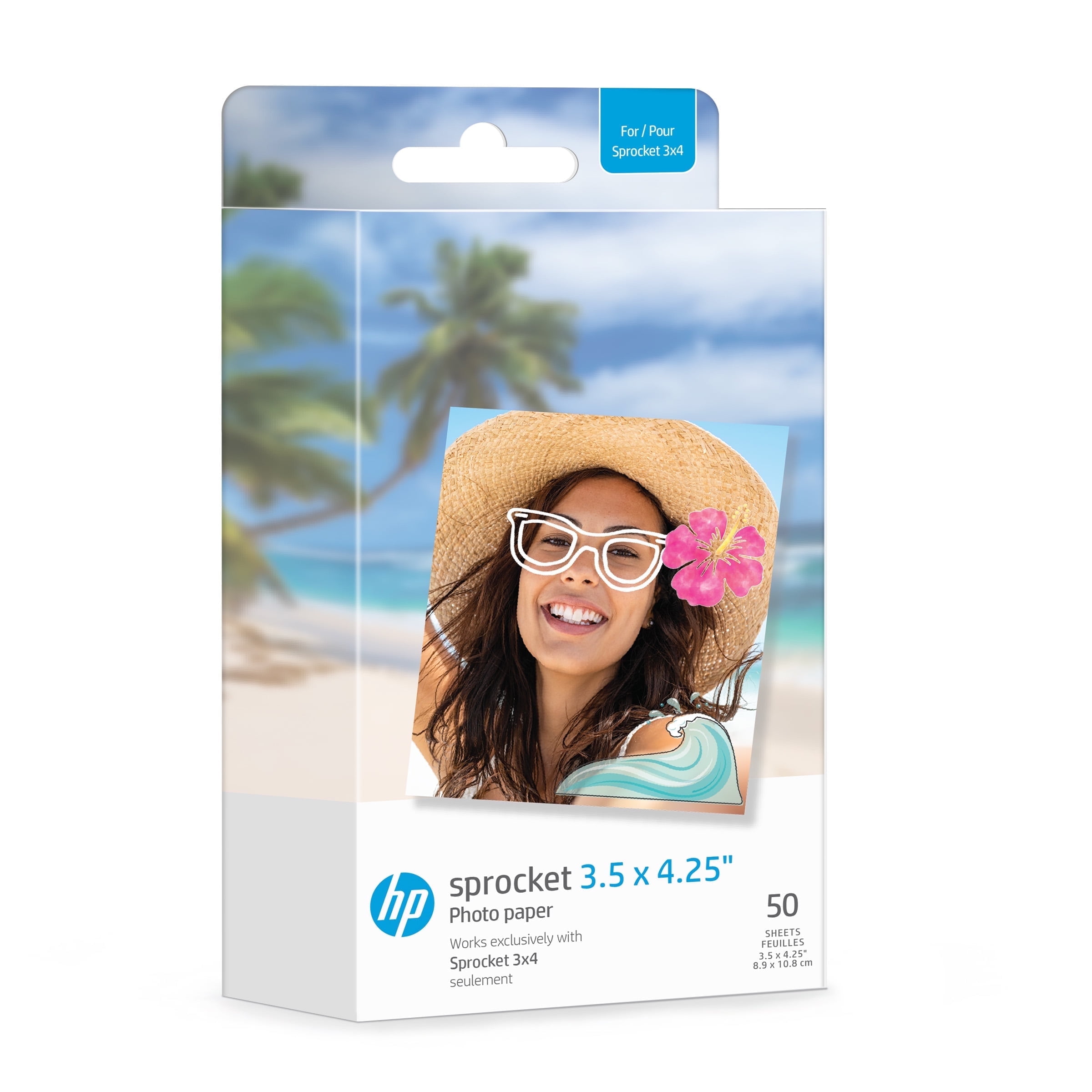 HP Sprocket Glossy Zink Printing Photo Paper, 3.5x4.25”, 50 Pack for ...