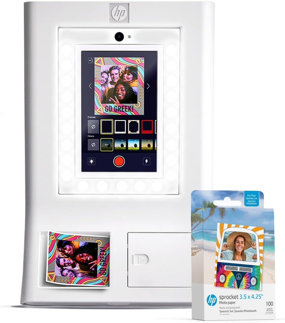 HP Sprocket Photo Booth + 100 3x4 Zink Paper Sheets, Digital Instant ...