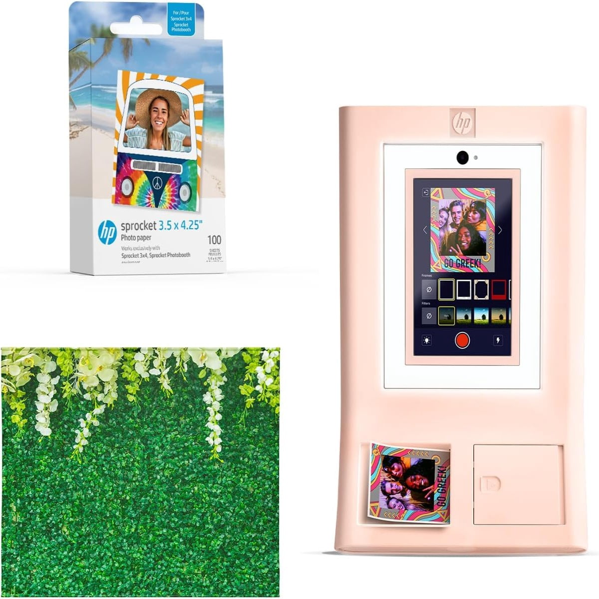 HP Sprocket Photo Booth Instant Color Printer + 100 Zink Sheets ...