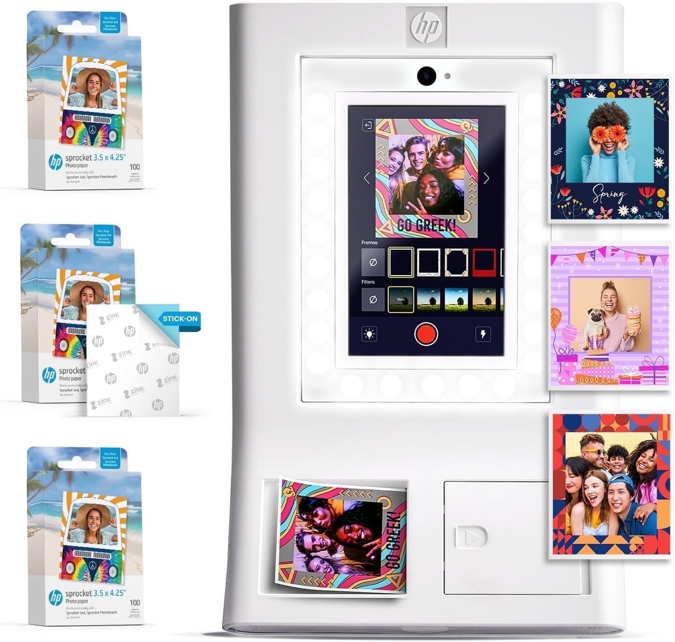 HP Sprocket Photo Booth Portable Photo Printer, ZINK Zero Ink ...