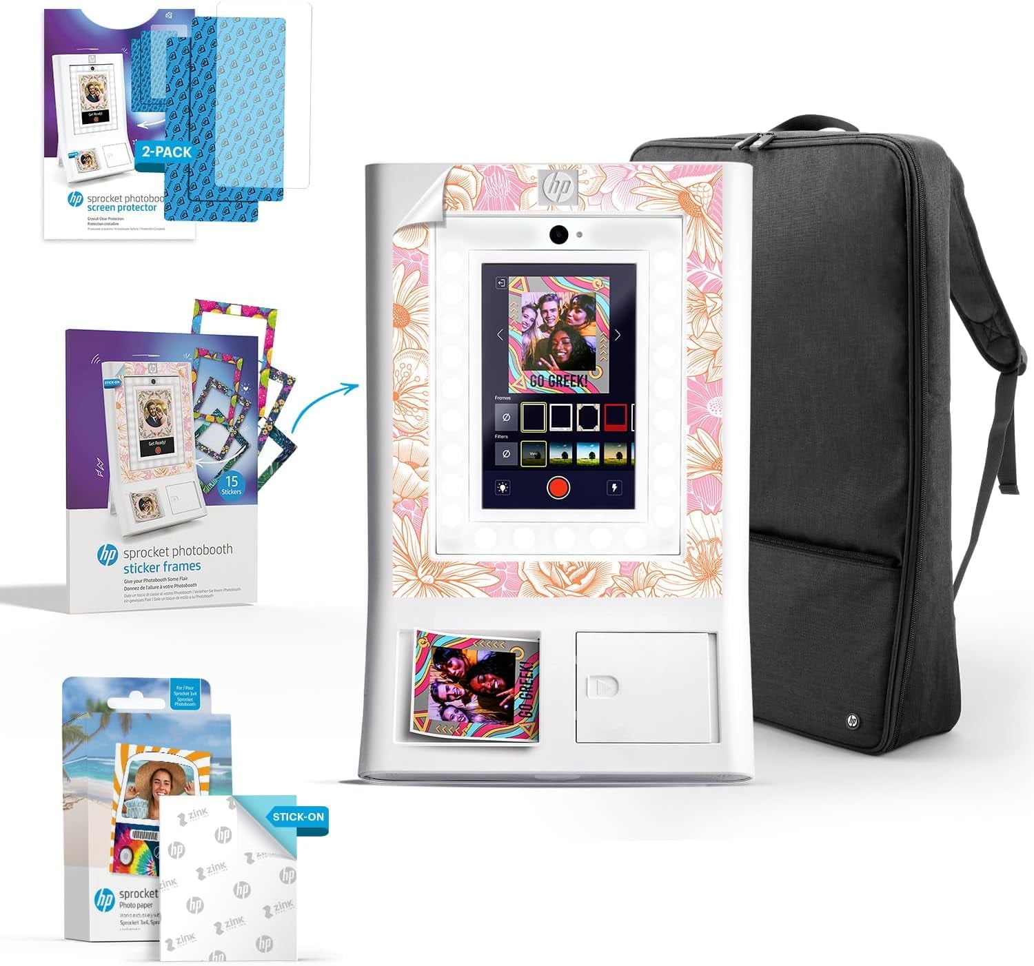 HP Sprocket Photo Booth Machine Instant Color Photo Printer (White ...