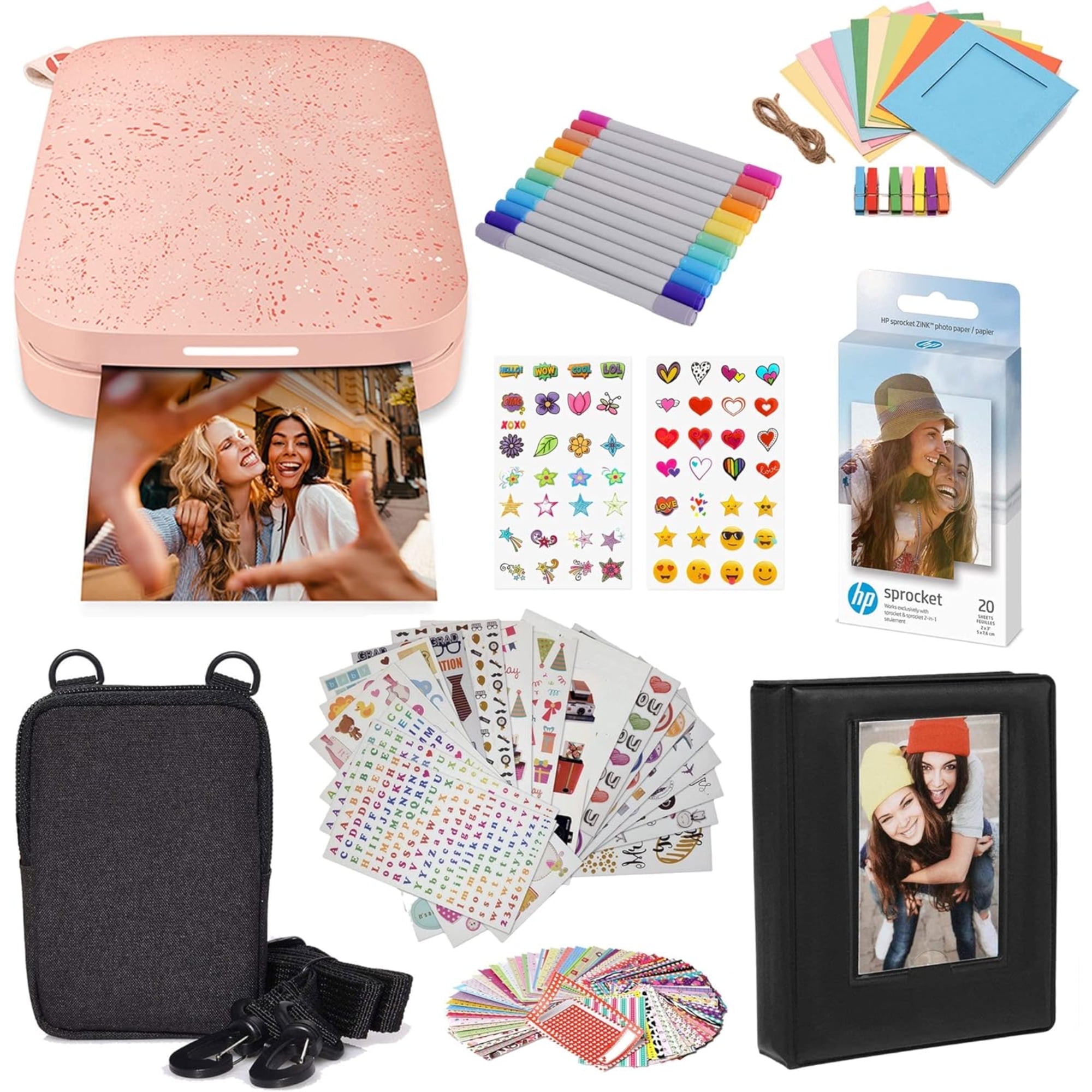 "HP Sprocket 2x3"" Portable Instant Photo Printer, Blush Pink Starter ...