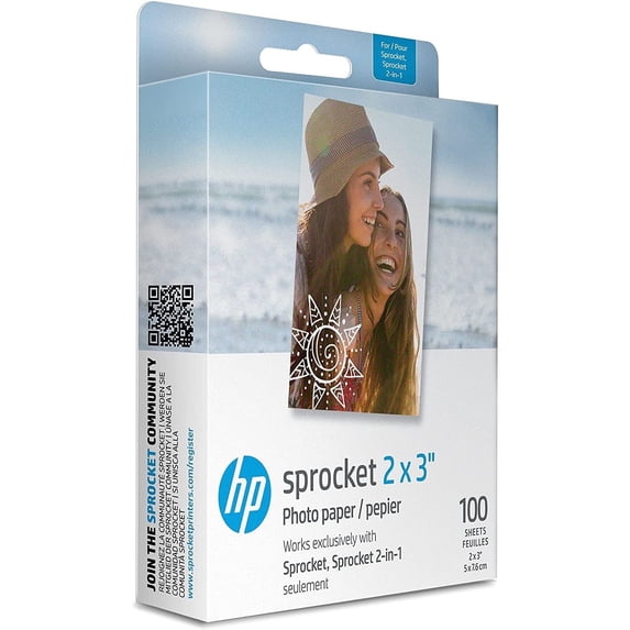 HP, Sprocket Zink Photo Paper 2x3" 100 Sheets for HP Sprocket Printers ...