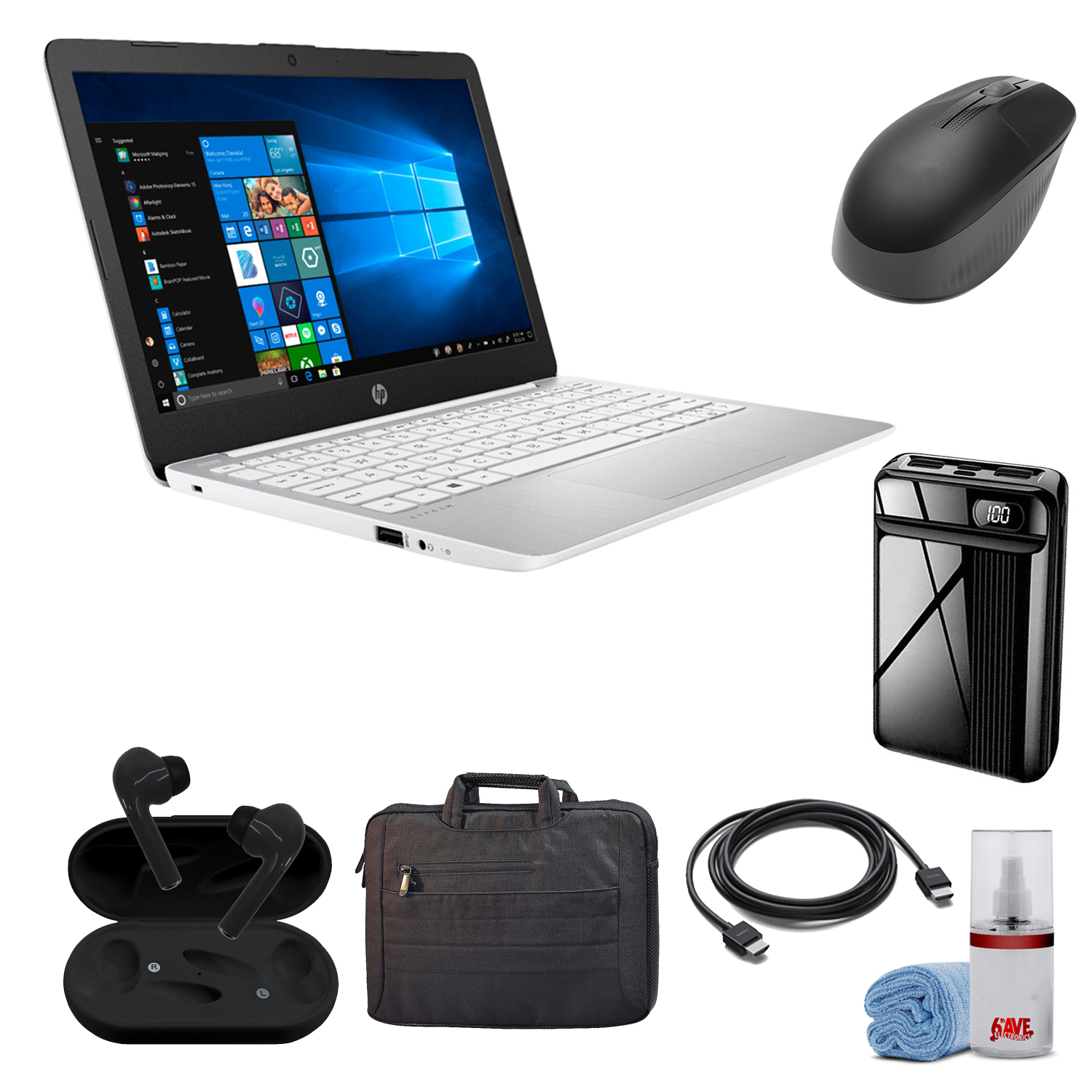HP Stream 11.6-inch Laptop,Intel Atom x5,4GB Memory-White W/Accessories ...