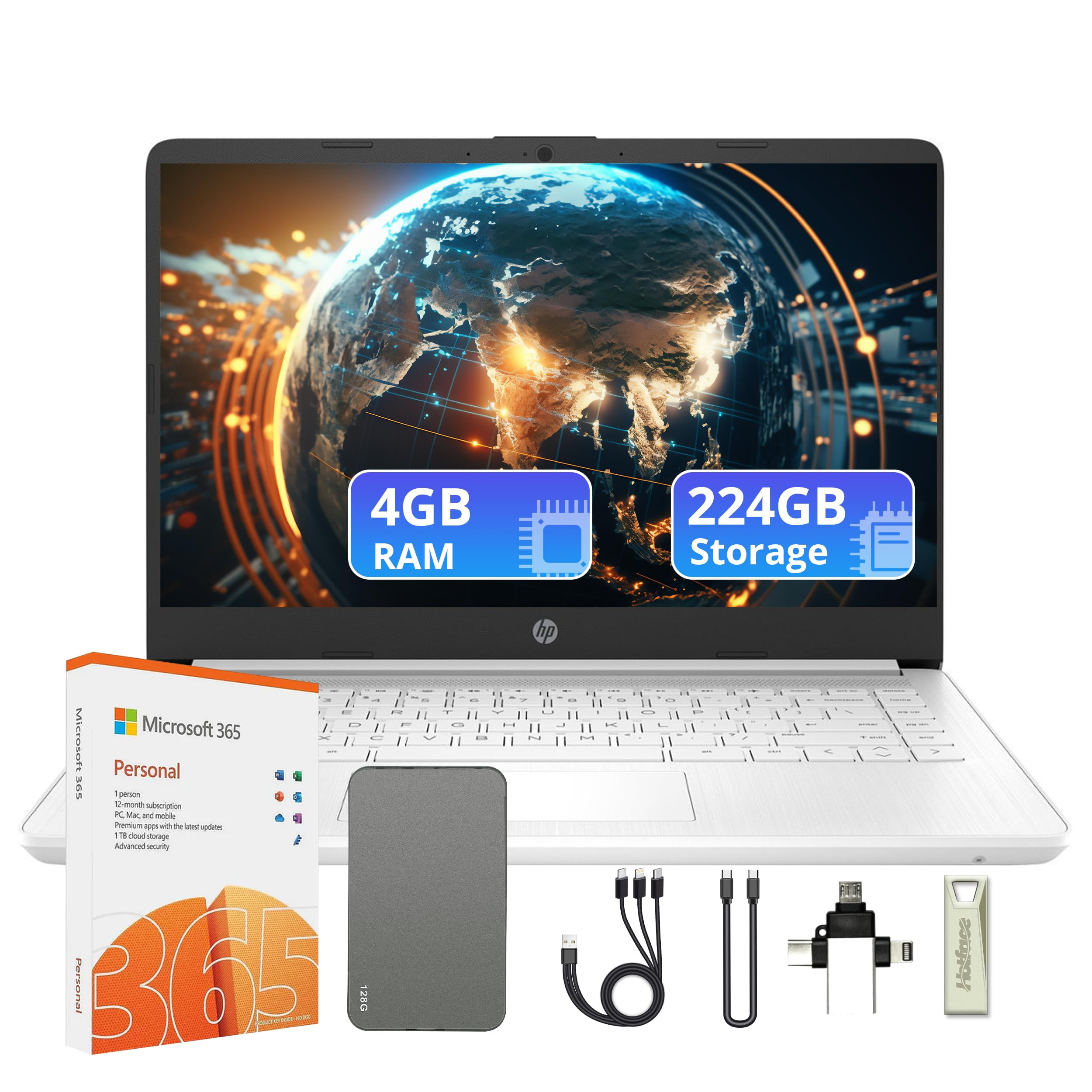 HP Stream 14" HD Anti-Glare Laptop, BrightView Display, Intel Quad-Core ...