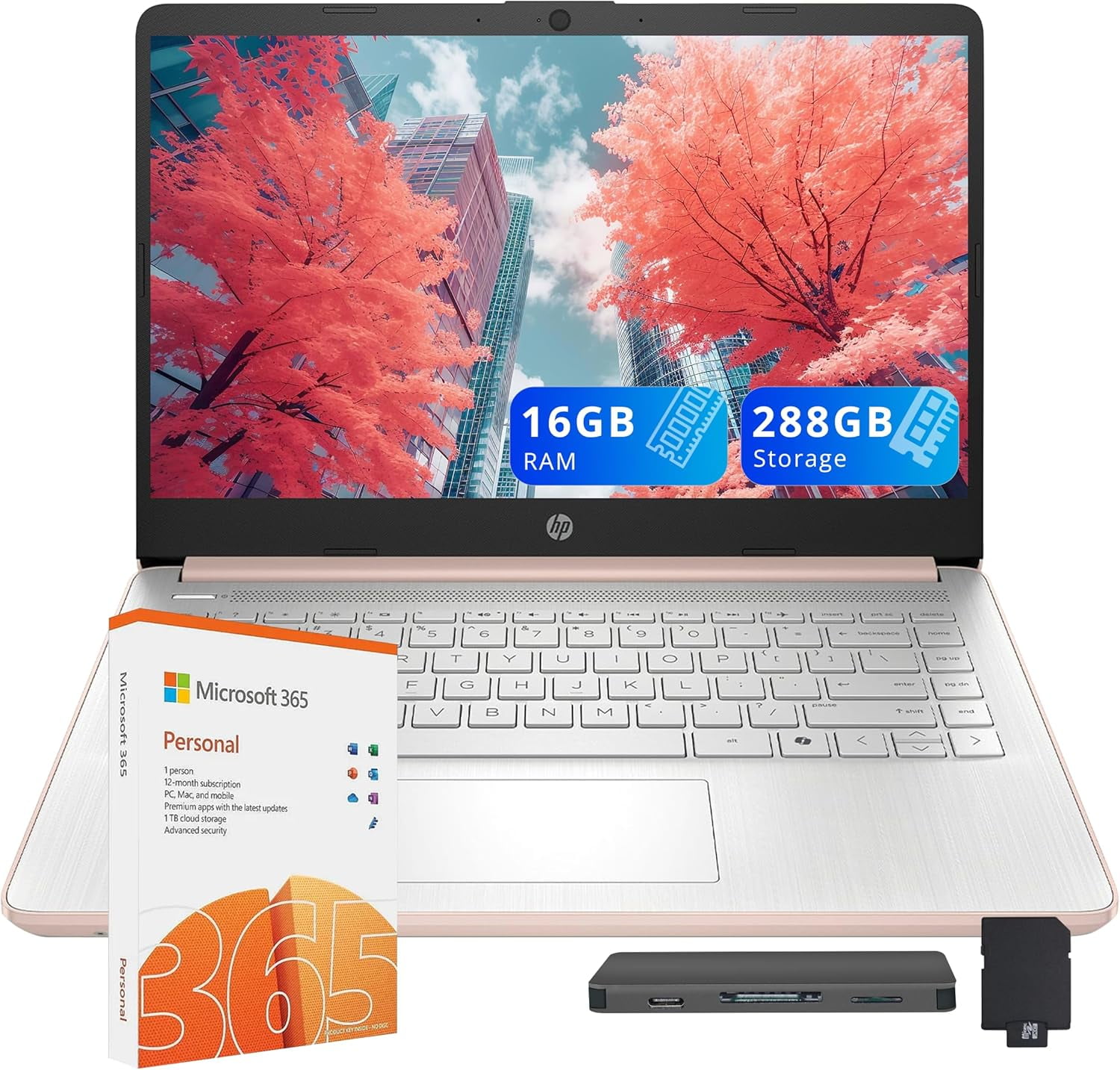 HP Stream 14" HD Anti-Glare Laptop, Intel Processor N150, 16GB RAM, 288GB Storage (128GB SSD+ ...