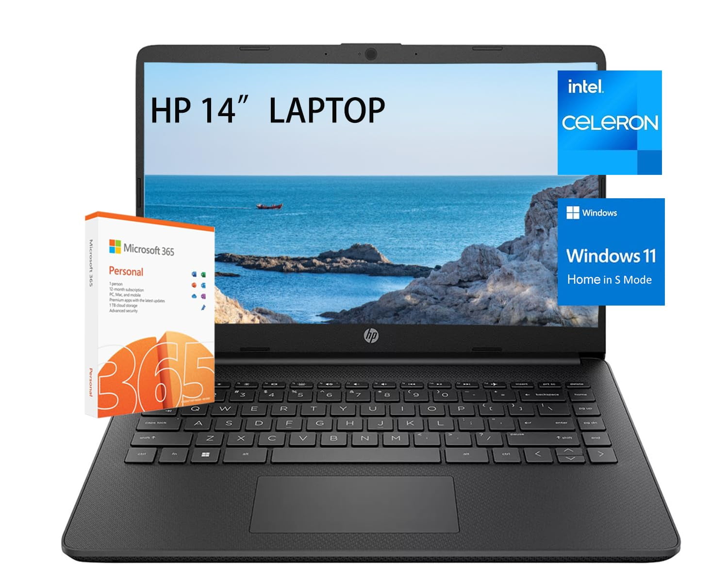 HP Stream 14” HD Laptop, Intel Celeron N4120, 16GB RAM, 128GB eMMC ...
