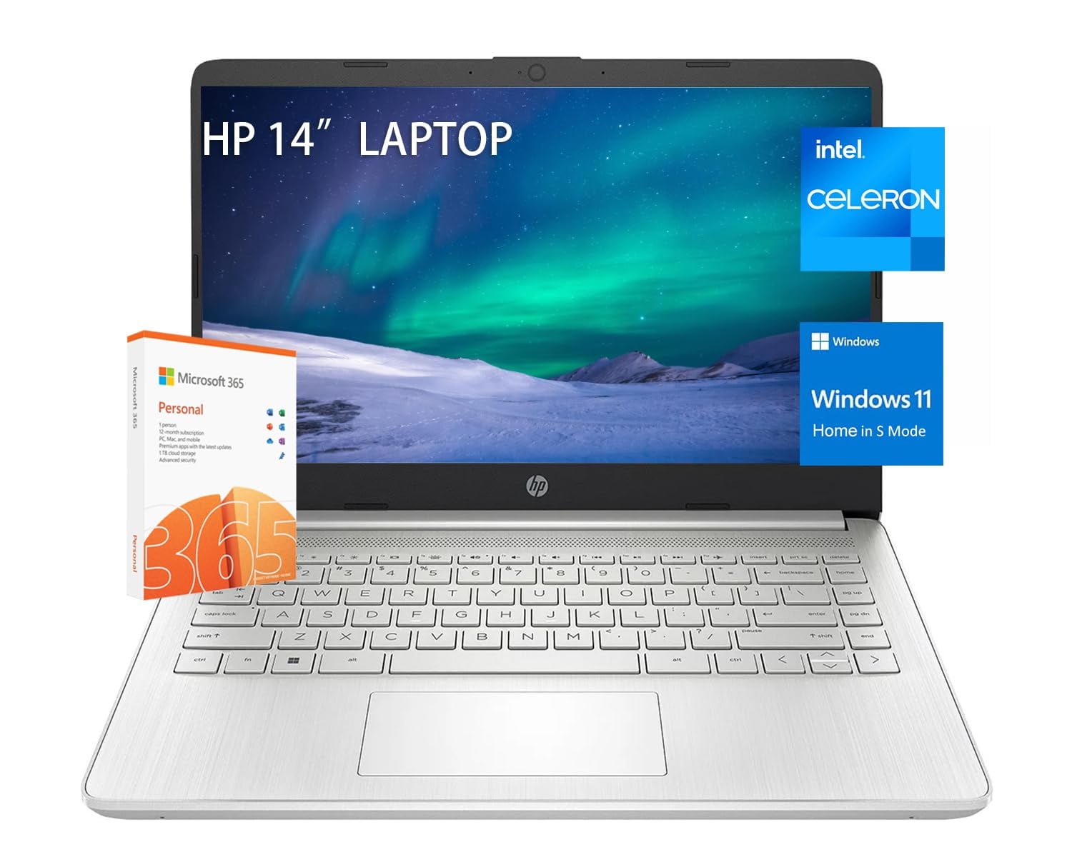 HP Stream 14” HD Laptop, Intel Celeron N4120, 16GB RAM, 128GB eMMC ...