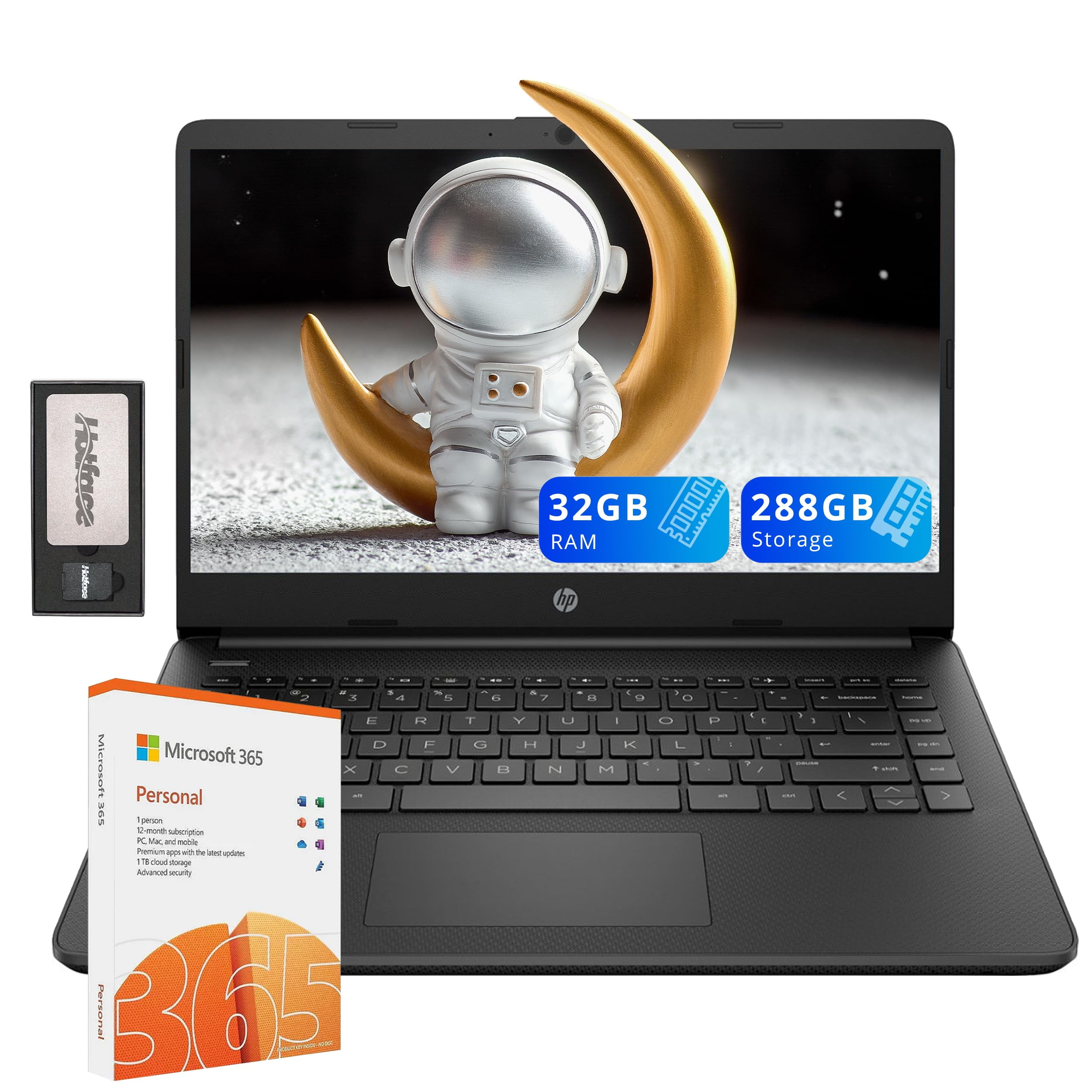 HP Stream 14" HD Laptop, Intel Celeron N4120, 32GB RAM, 288GB Storage ...