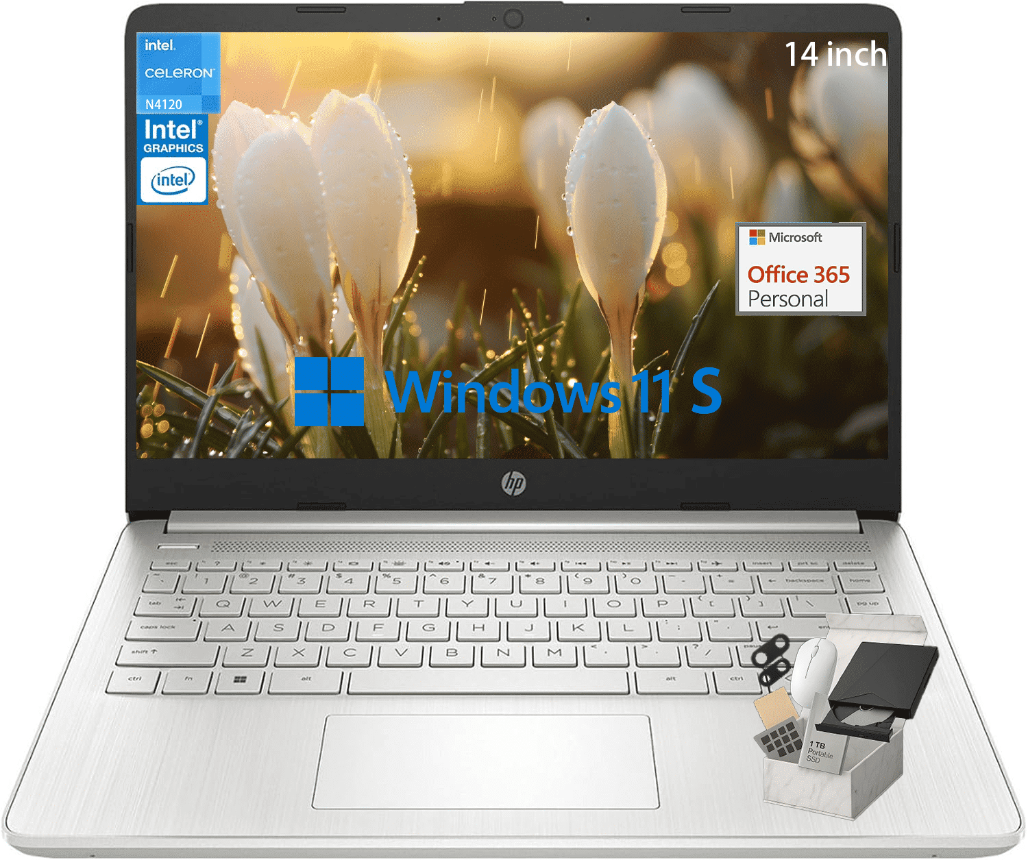 HP Stream 14" HD Laptop, Intel Celeron N4120 Processor, Intel UHD ...